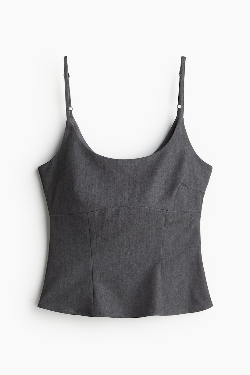Women's Dark gray melange Corset-Style Camisole Top | H&M CA