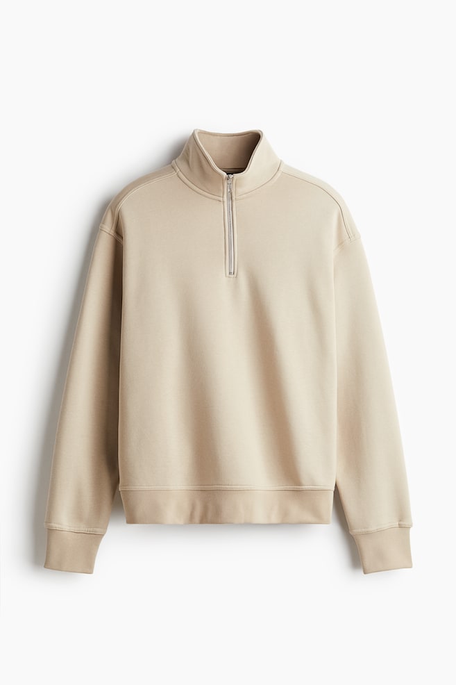 Men’s Beige Loose Fit Half-Zip Sweatshirt | H&M US