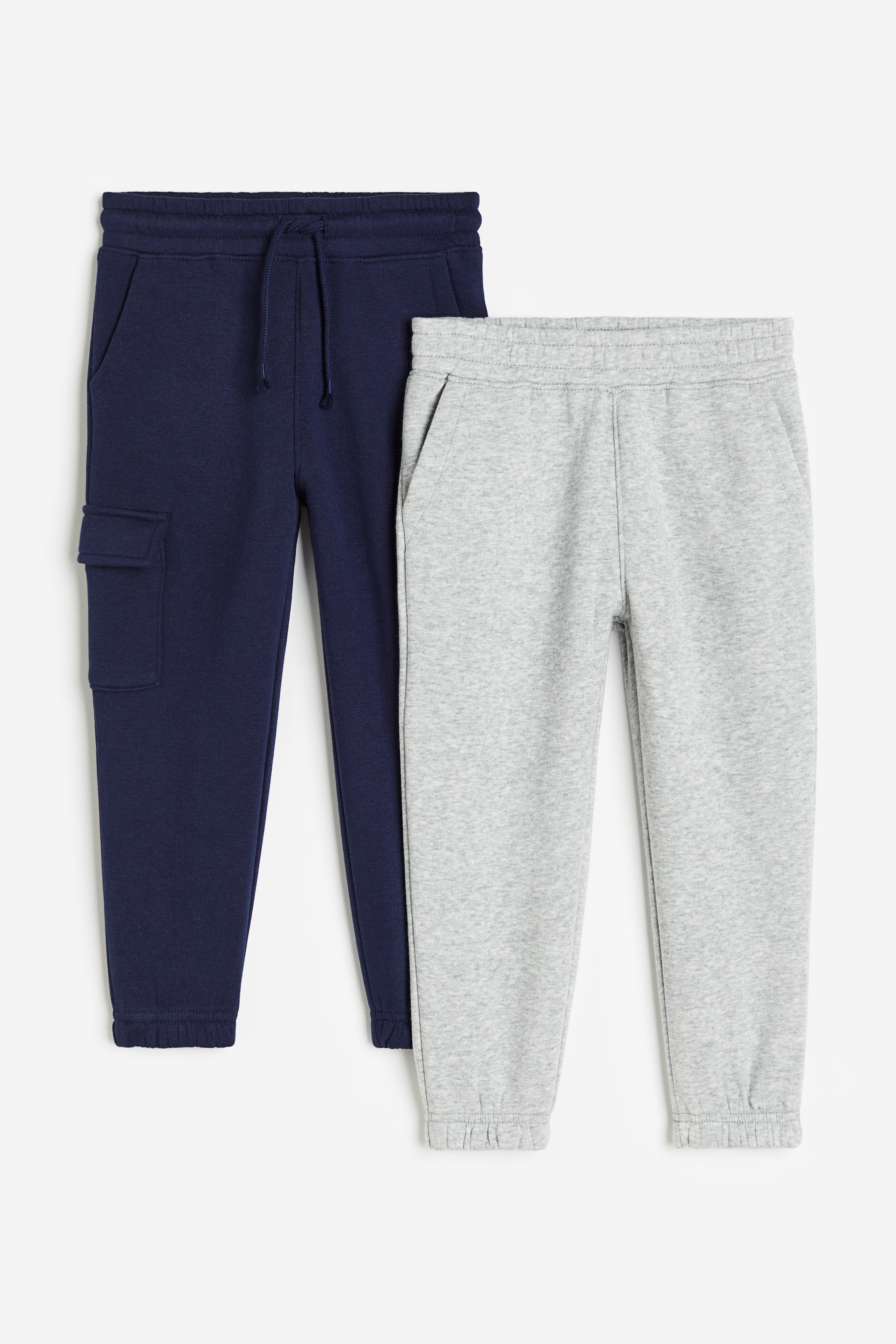 2-pack Joggers - Dark blue/light gray melange - Kids | H&M US