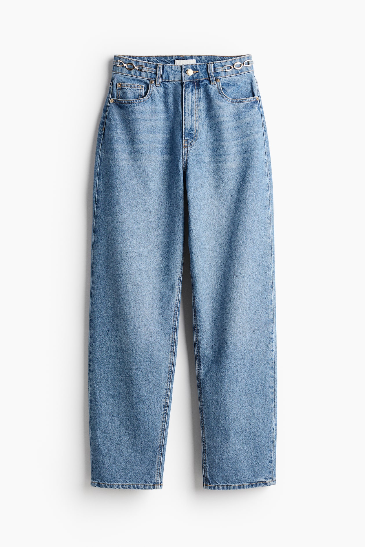 Women's Light denim blue Chain-detail tapered jeans | H&M IN