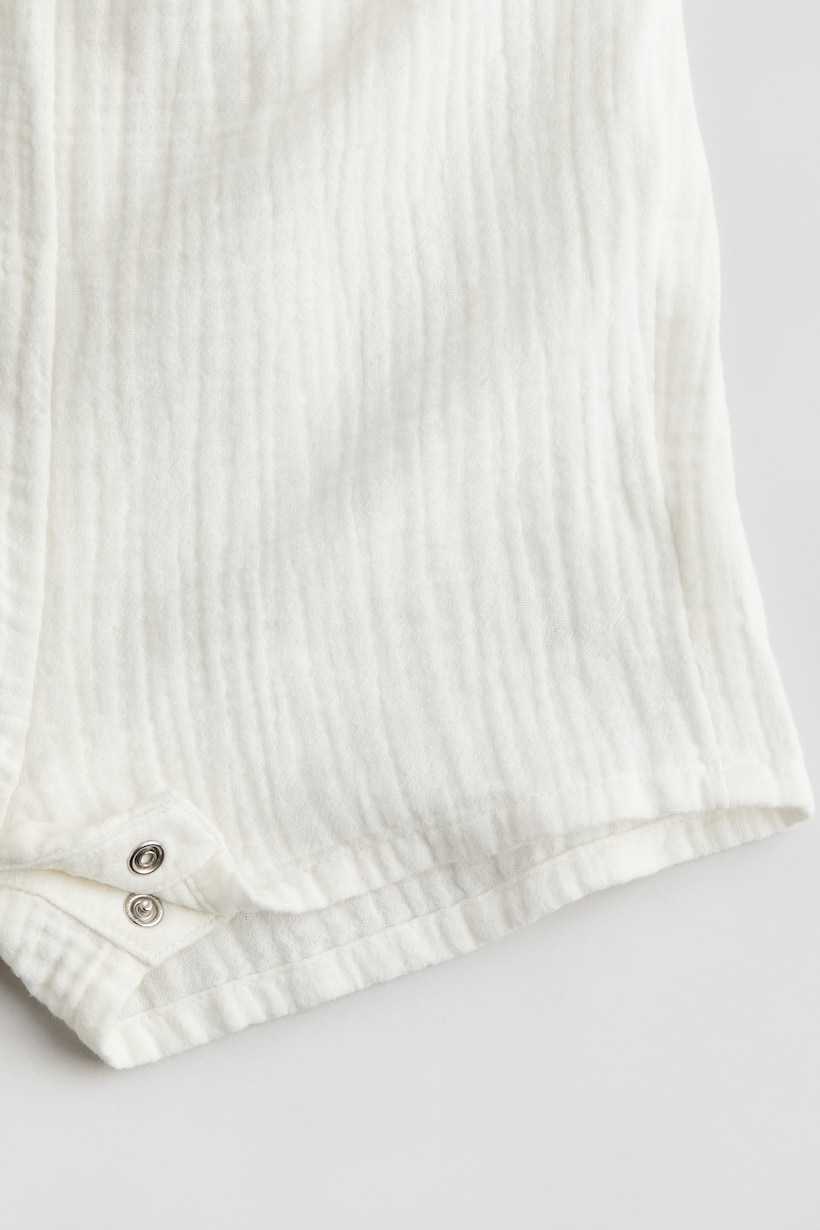 Cotton Muslin Romper Suit - White - Kids | H&M US