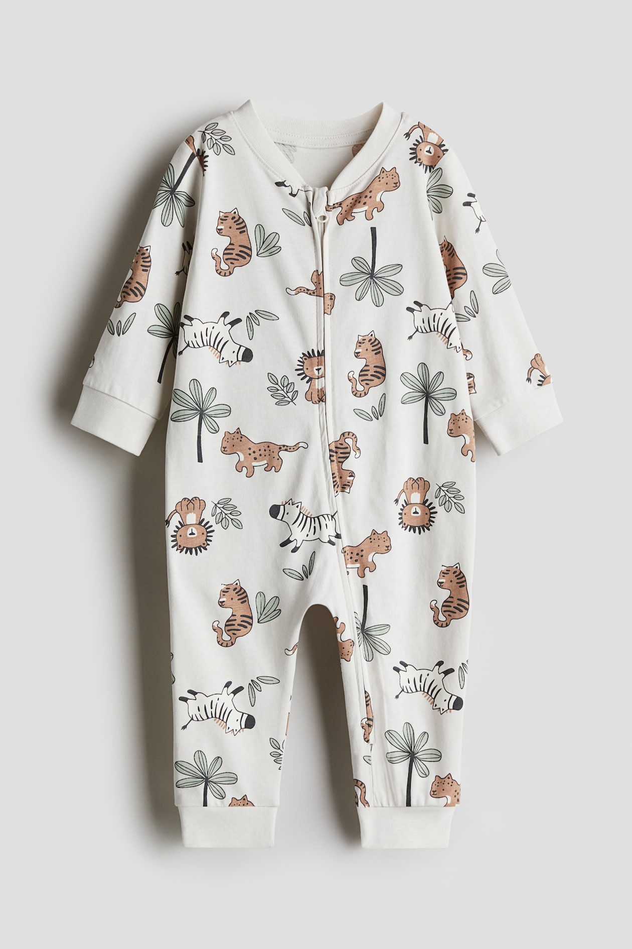 Patterned Pajama Jumpsuit - Light beige/animals - Kids | H&M US