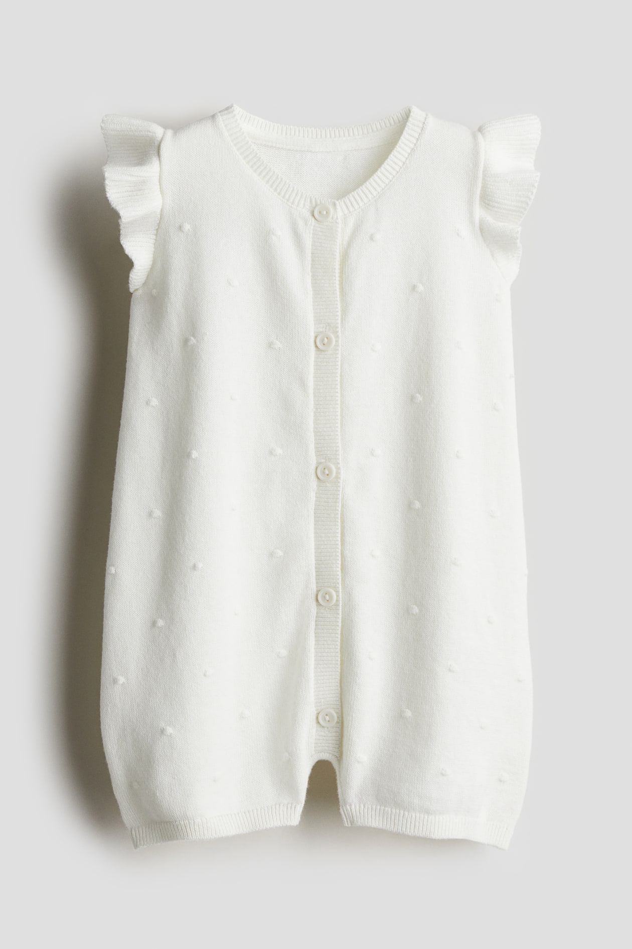 Knit Cotton Romper Suit - White - Kids | H&M US
