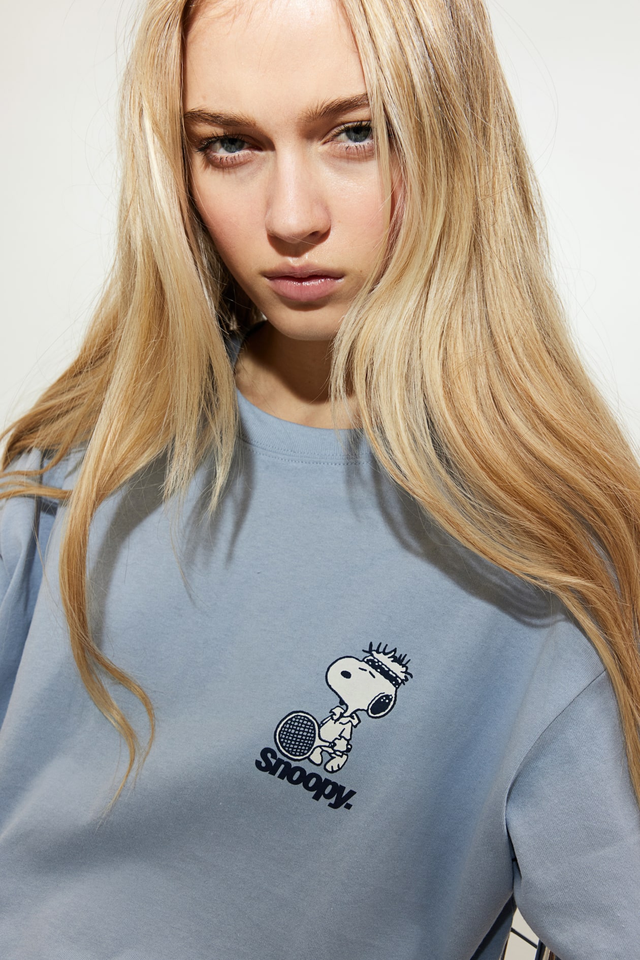 Обемна тениска с принт - Светлосин/Снупи - ЖЕНИ | H&M BG