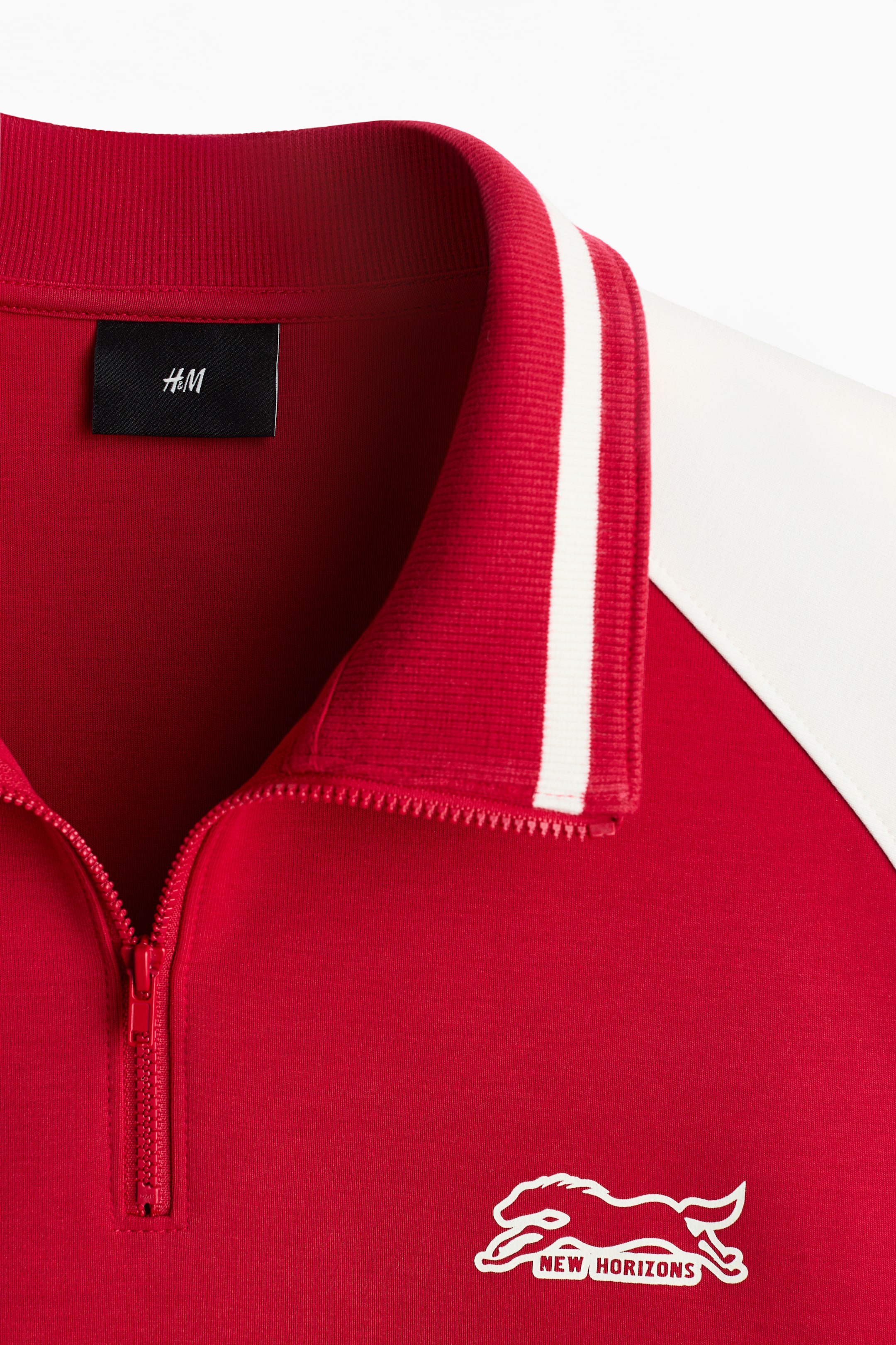 Loose Fit Printed zip-top sweatshirt - Red/Boundless - Men | H&M IN