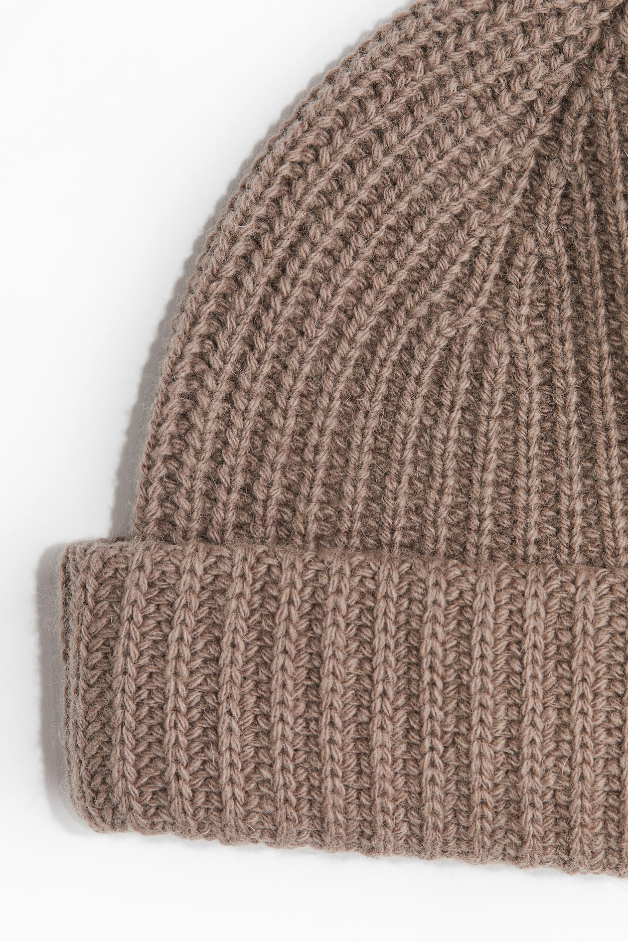 Men’s Dark beige Rib-Knit Wool-Blend Hat | H&M US