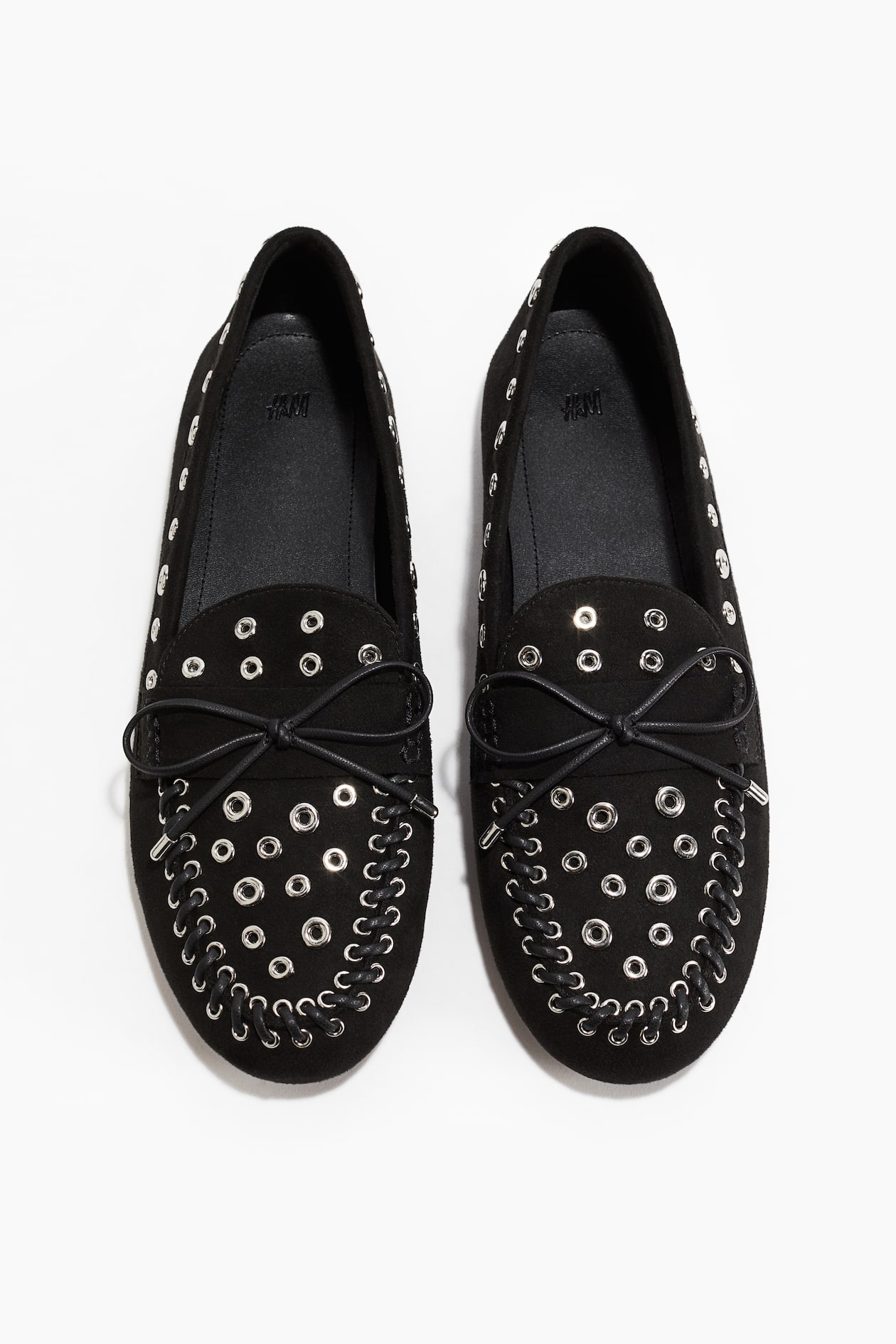 Women's Black Grommet-Embellished Loafers | H&M US