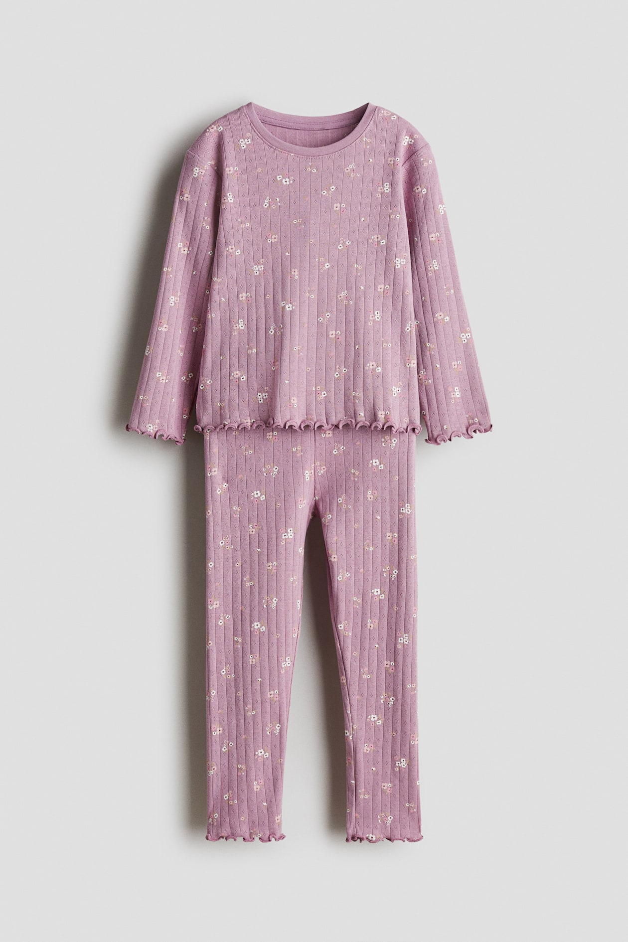 Ribbed cotton pyjamas - Heather purple/Floral - Kids | H&M GB