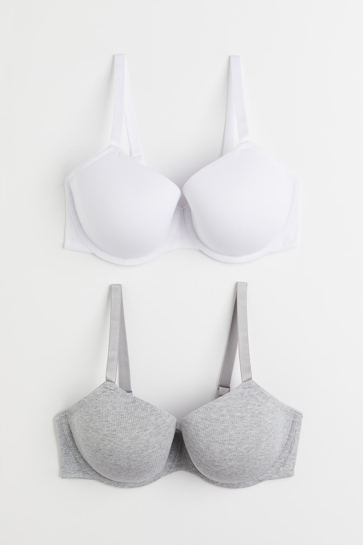 H&M+ 2-pack padded bras - White/Grey marl - Ladies | H&M GB