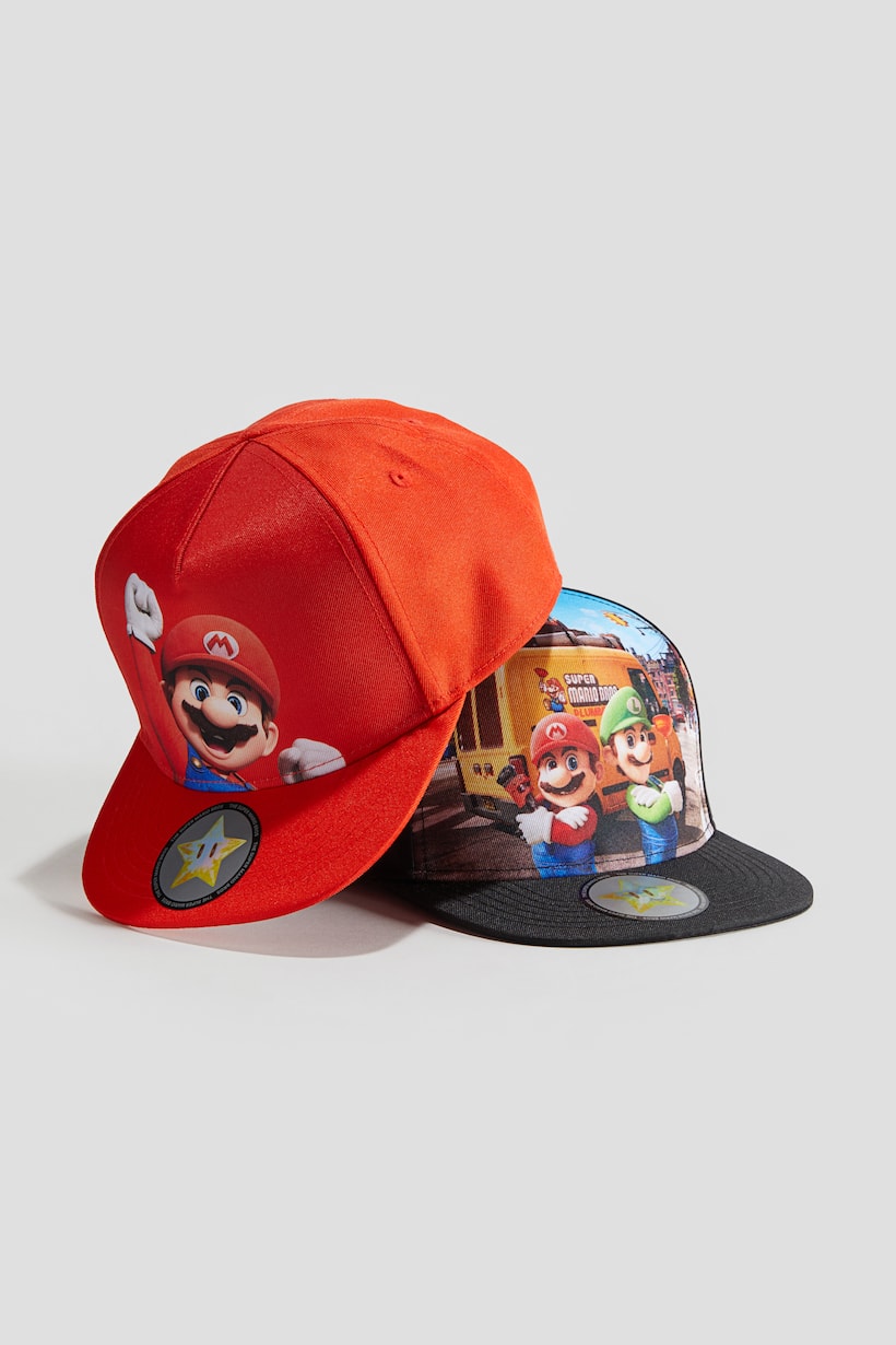 2-pack Print-motif Caps - Black/Super Mario - Kids | H&M US