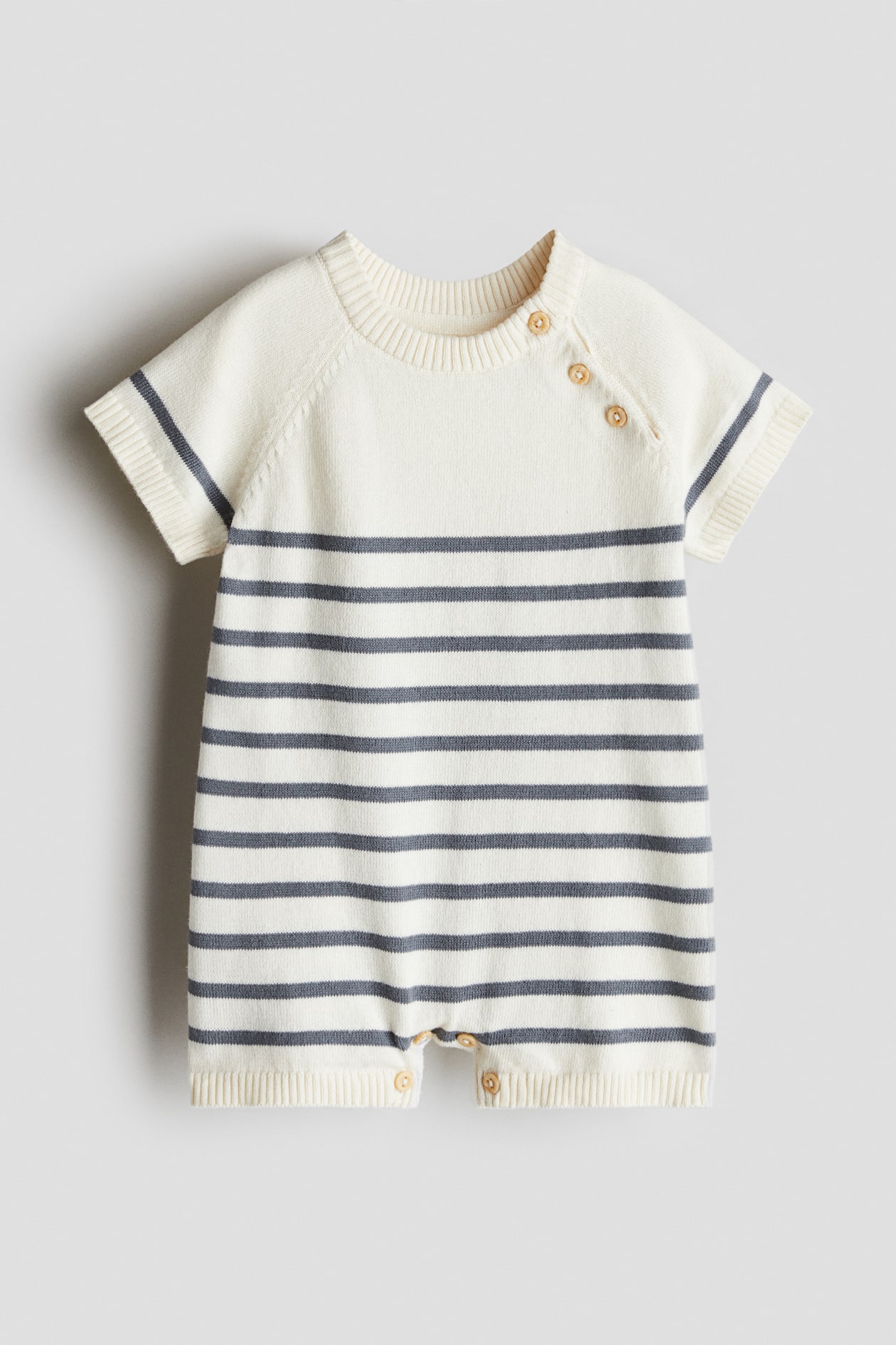 Pelele en punto fino - Crema/Rayas - NIÑOS | H&M ES