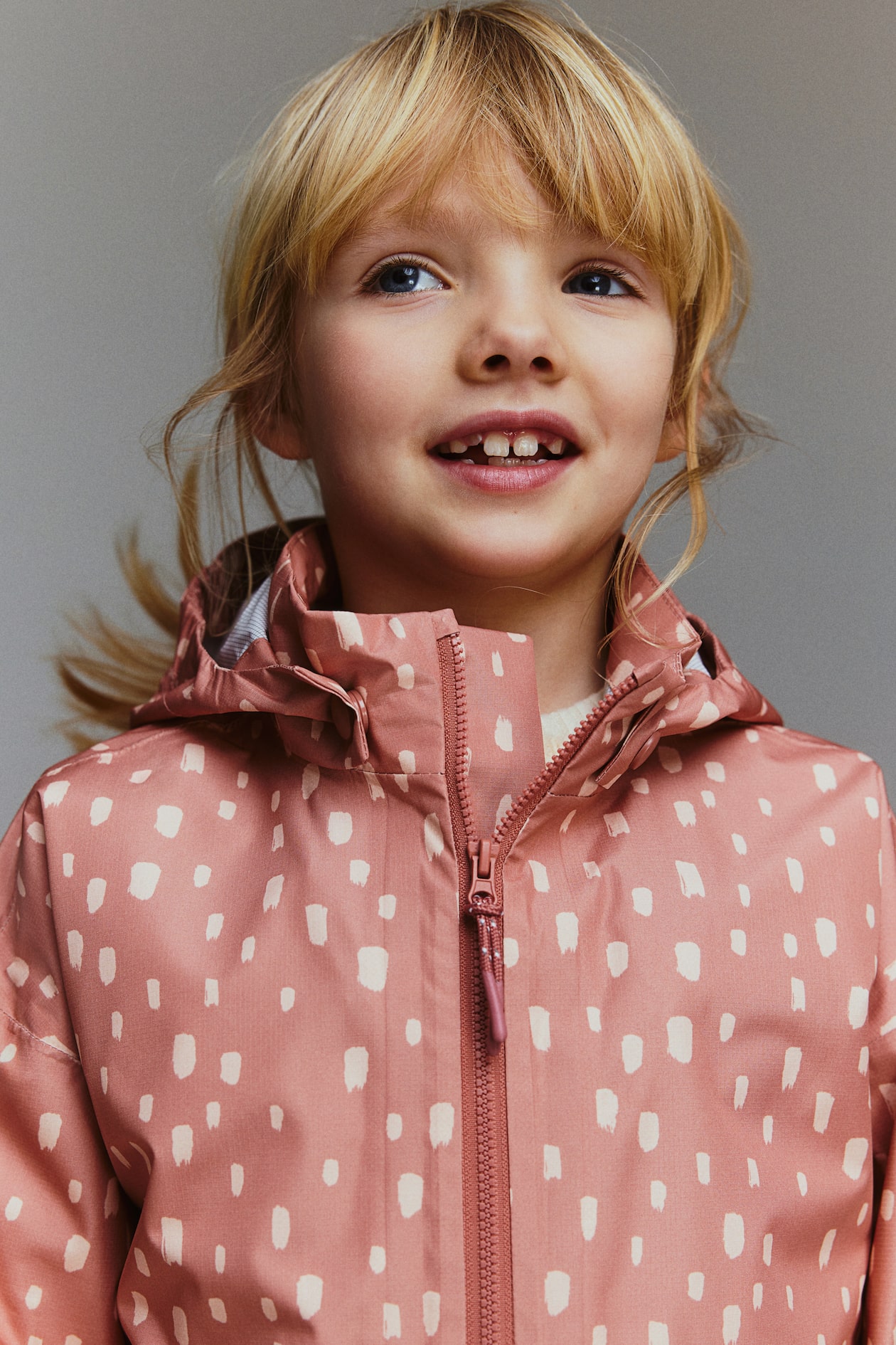 2.5-Layer Rain Jacket - Peach pink/dotted - Kids | H&M US