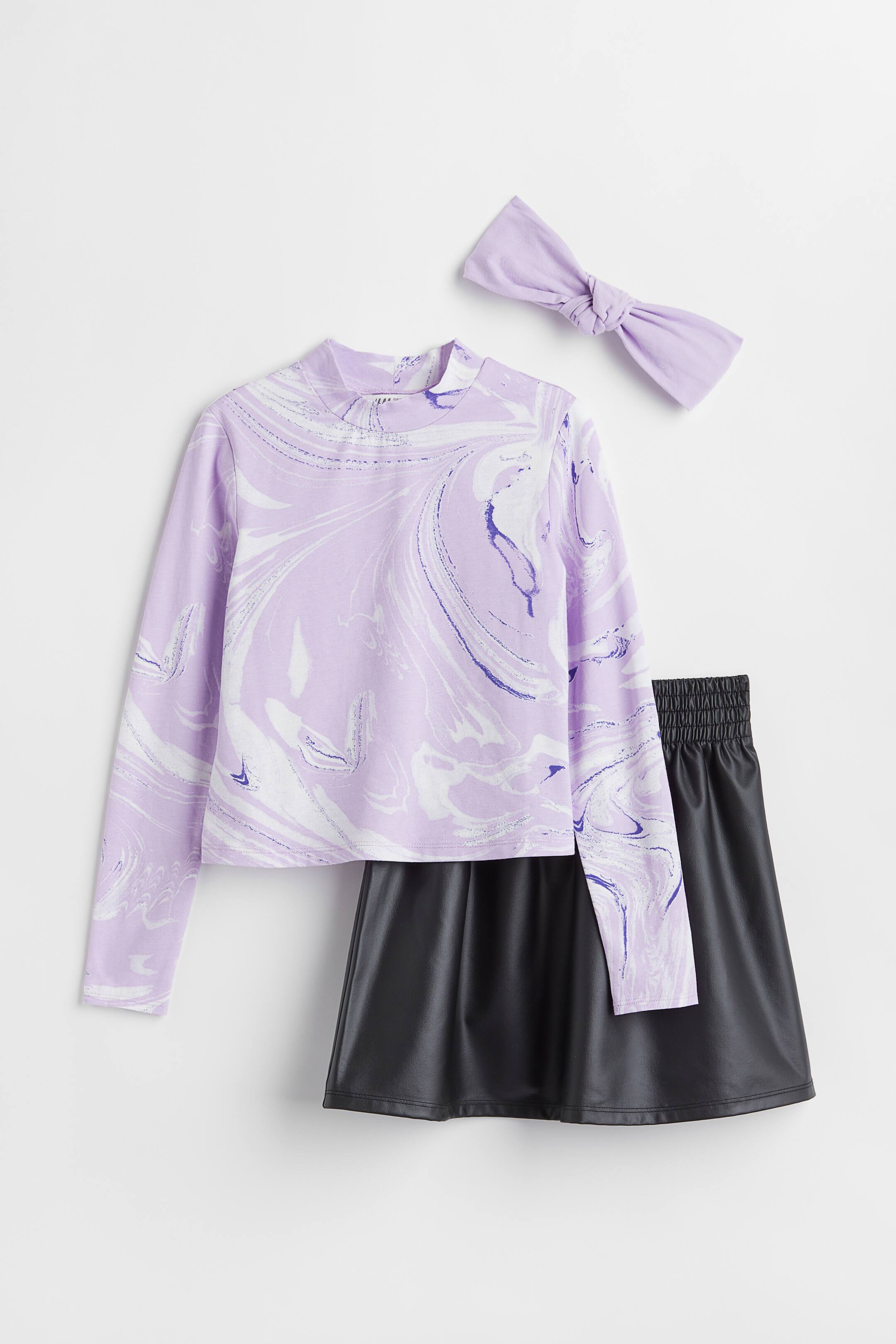 3-piece Set - Light purple/marble-patterned - Kids | H&M US