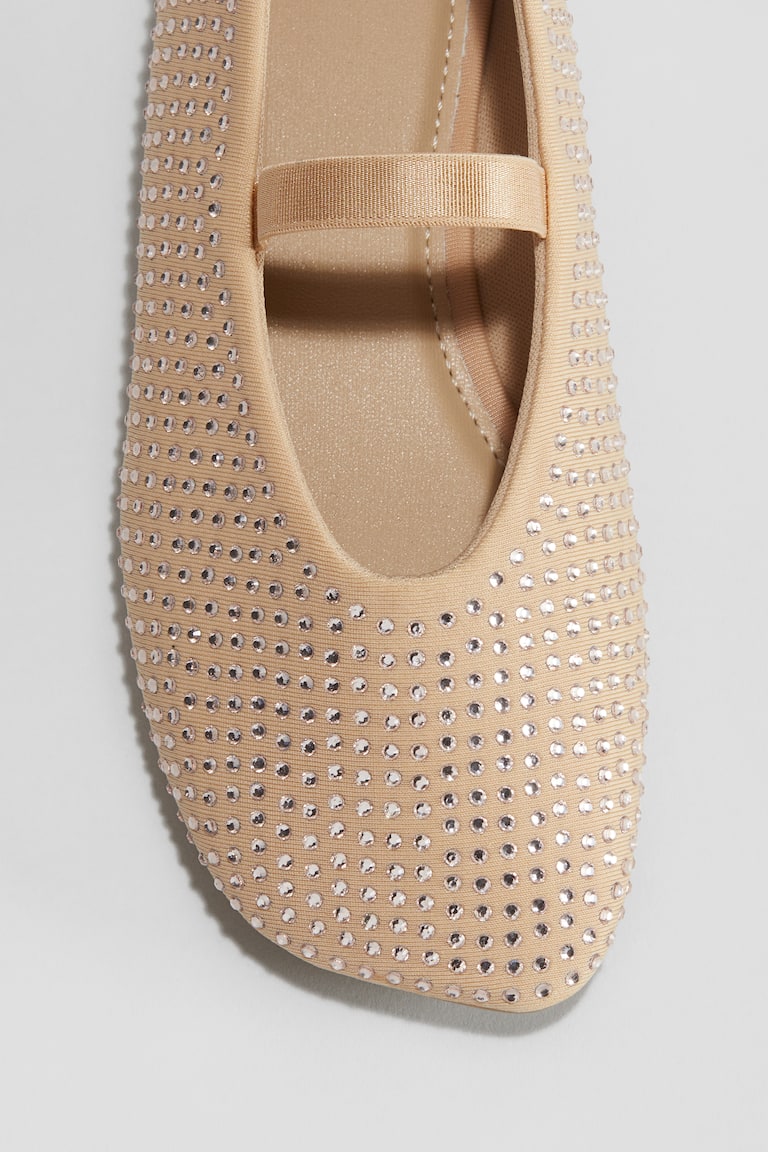 Strassprydda ballerinaskor - Beige - BARN | H&M SE