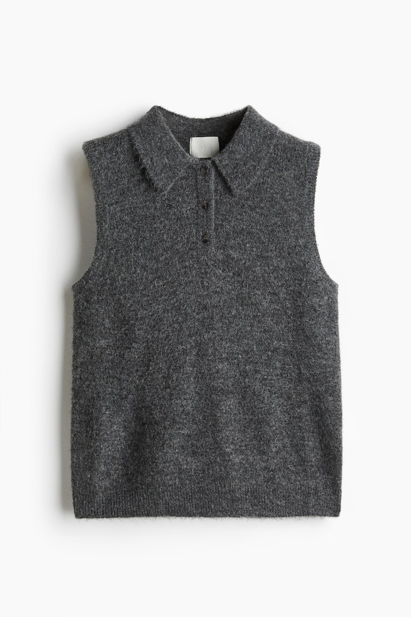 Women's Dark grey marl Collared sweater vest | H&M GB