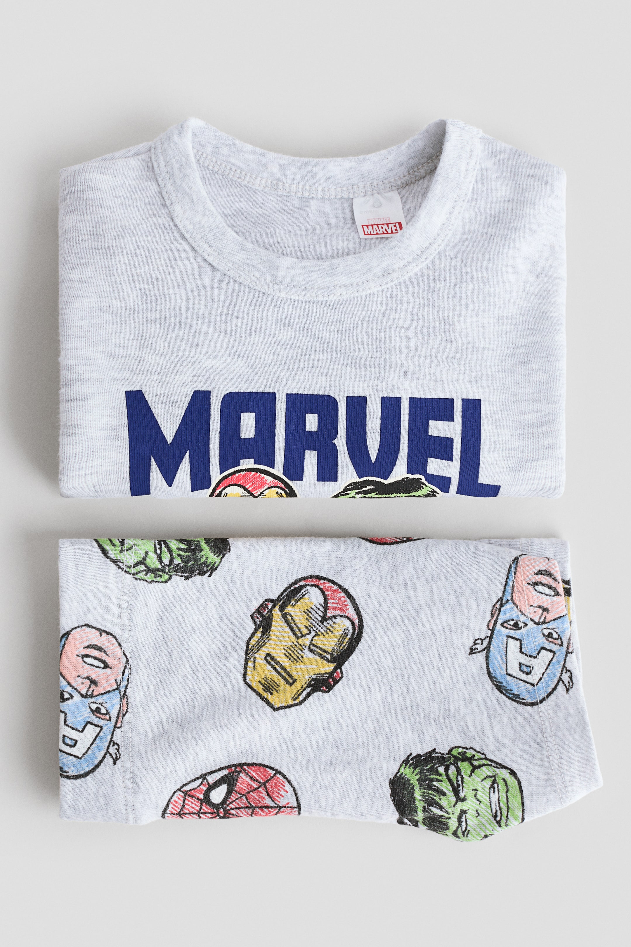 Gray melange/Marvel Comics Snug Fit Cotton Jersey Pajamas for kids | H&M US