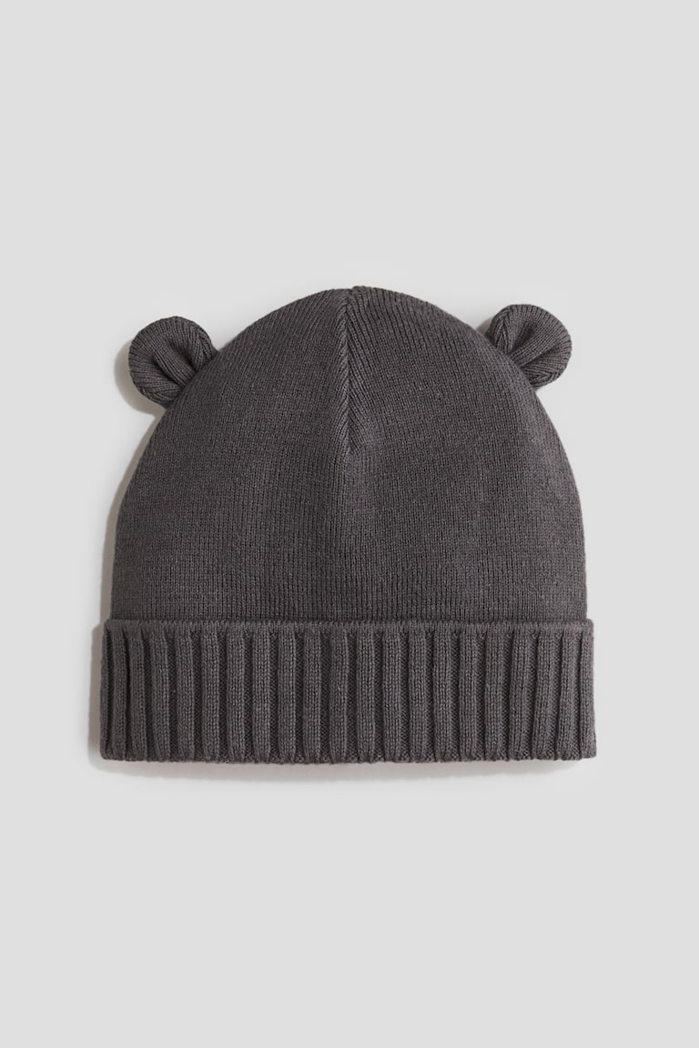 Dark grey Fine-knit cotton beanie for kids | H&M GB