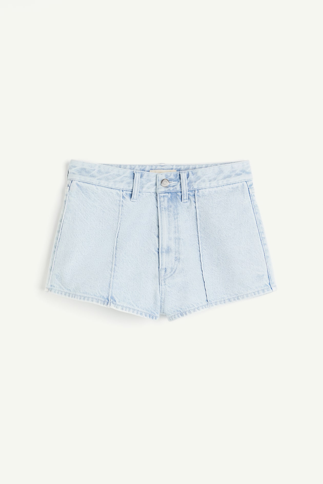 Crease-front denim mini shorts - Light denim blue - Ladies | H&M GB