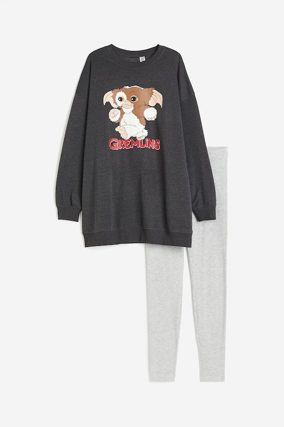 Women's Dark gray/Gremlins Printed Pajamas | H&M US