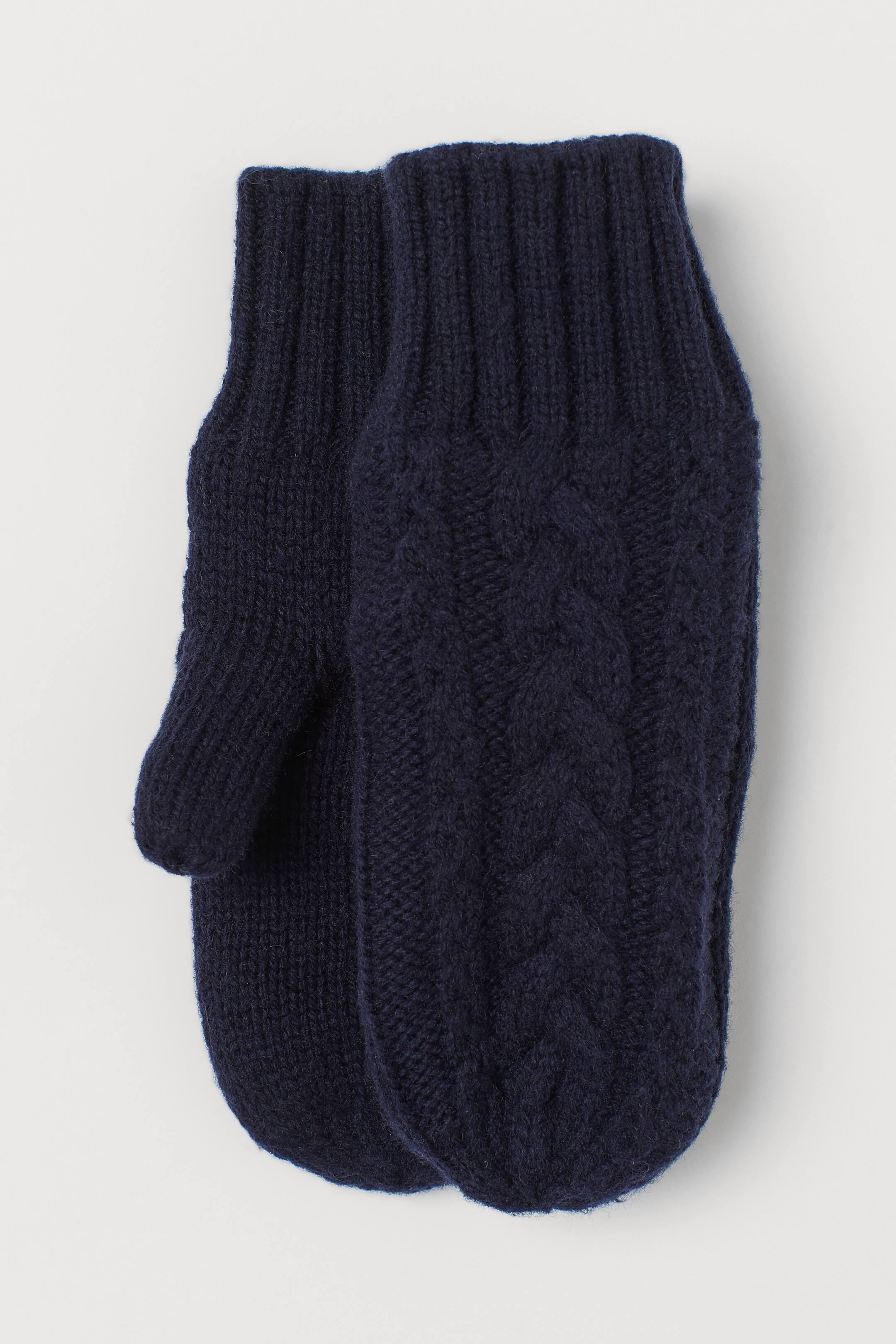 Cable-knit mittens - Dark blue - Kids | H&M GB