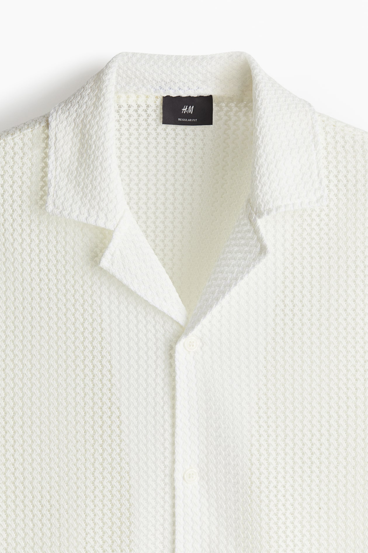 Regular Fit Textured-knit Resort Shirt - White - Men | H&M US