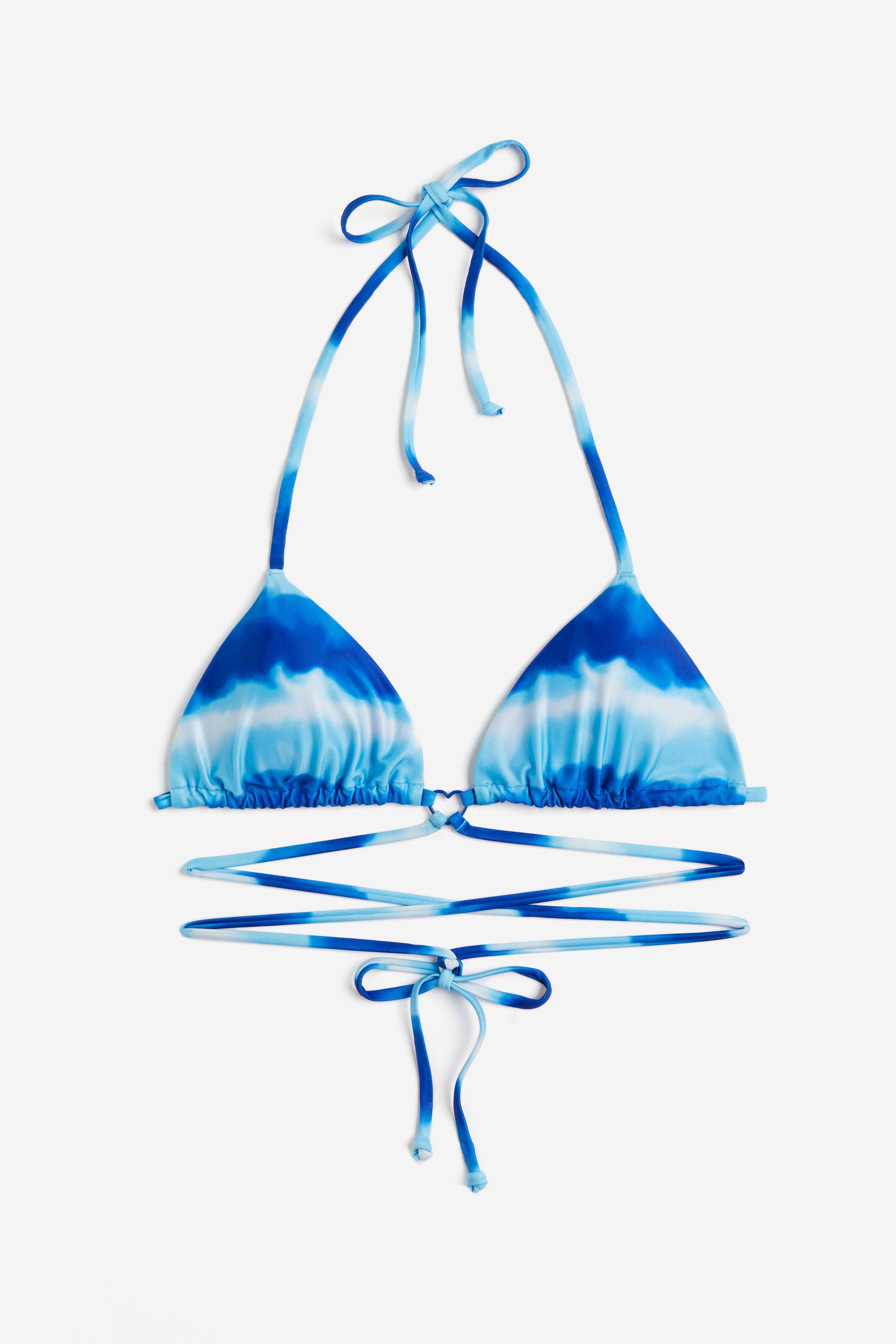 Padded Triangle Bikini Top - Blue/patterned - Ladies | H&M PH