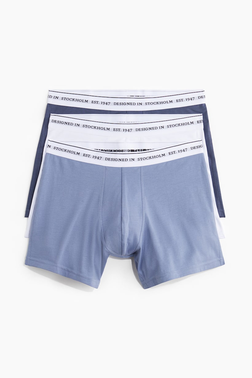 3-pack COOLMAX® Mid-Length Boxer Briefs - Light blue/white - Men | H&M US