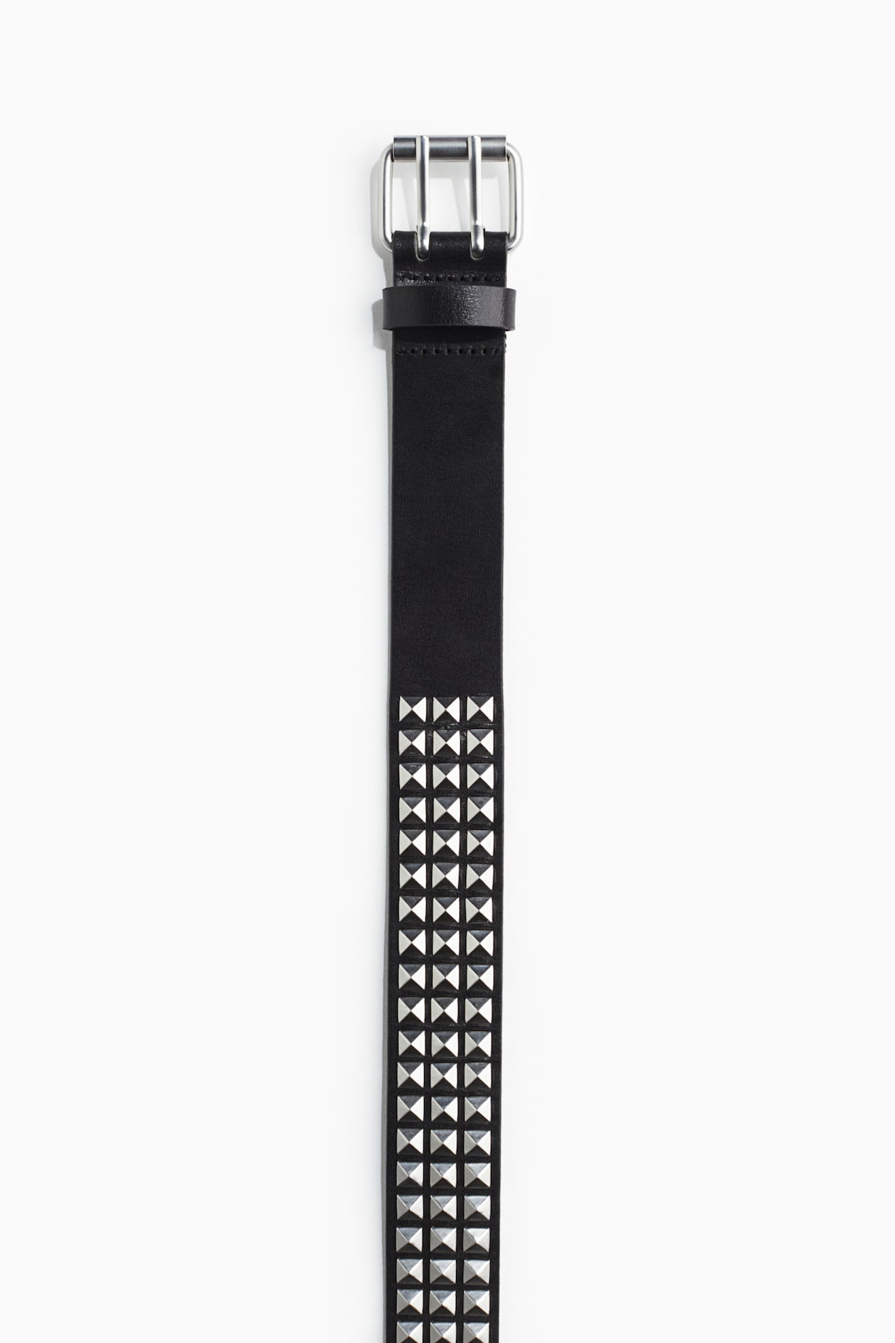 Studded leather belt - Black/Silver-coloured - Men | H&M GB
