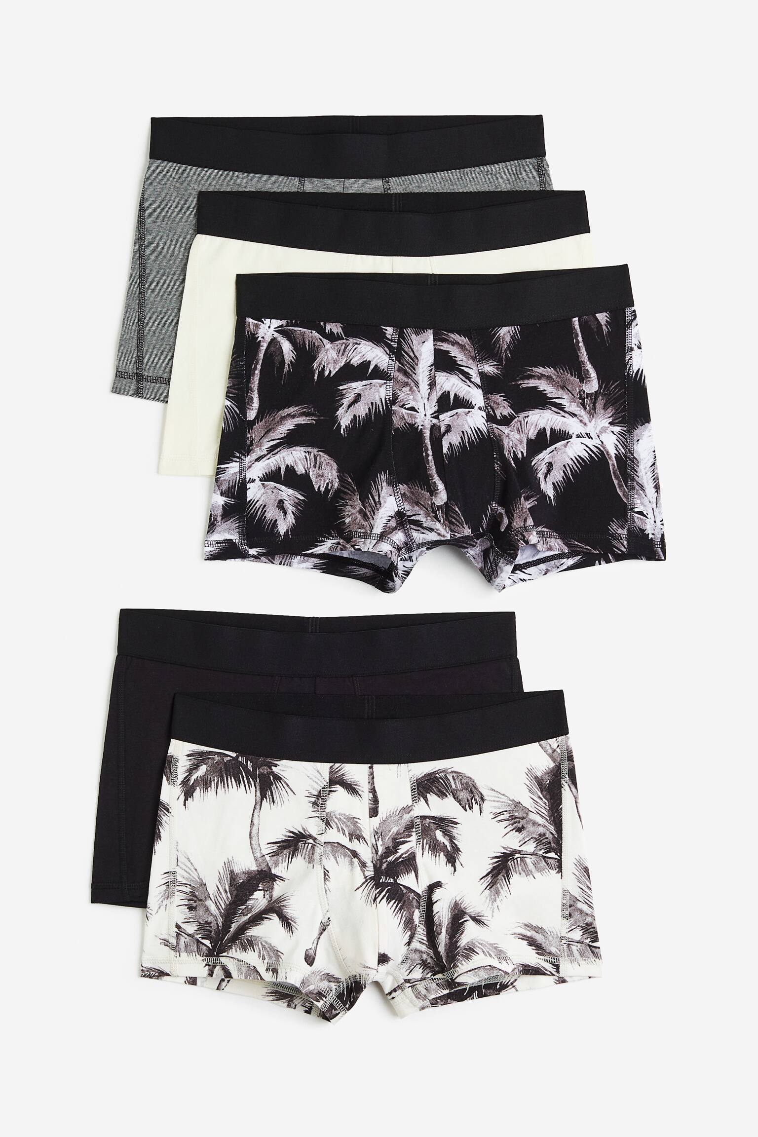 Men’s White/Palm trees 5-pack short trunks with Lycra® | H&M HK