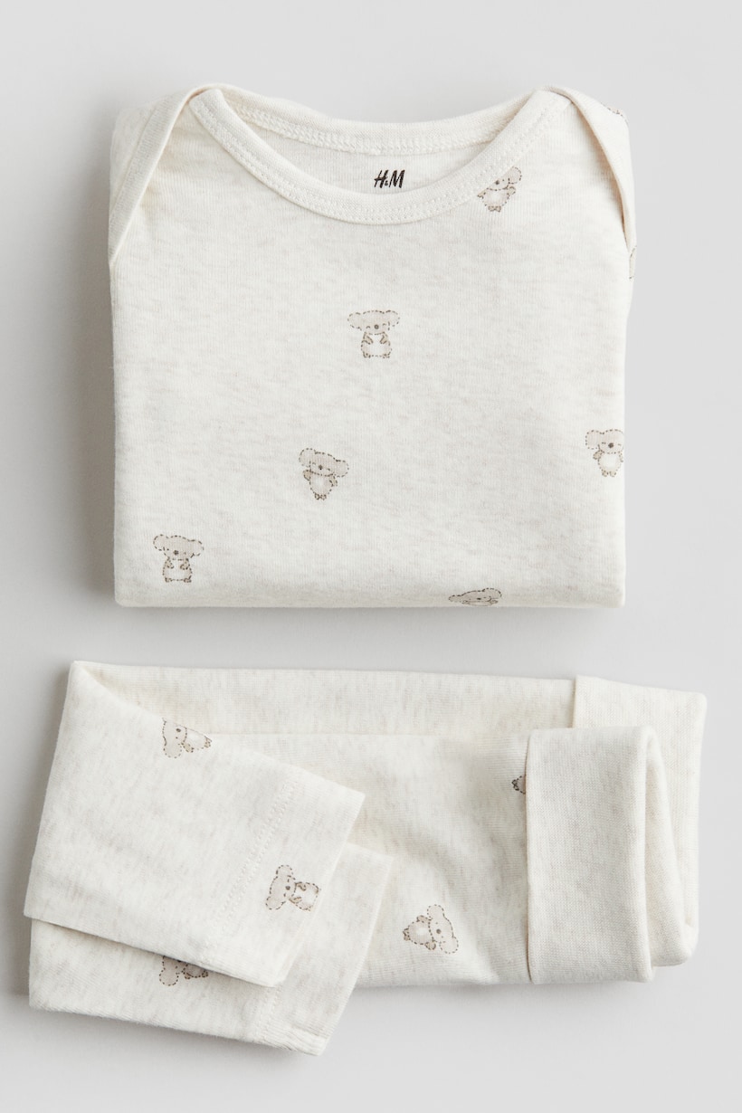 Light beige/koalas 2-piece Cotton Jersey Set for kids | H&M US