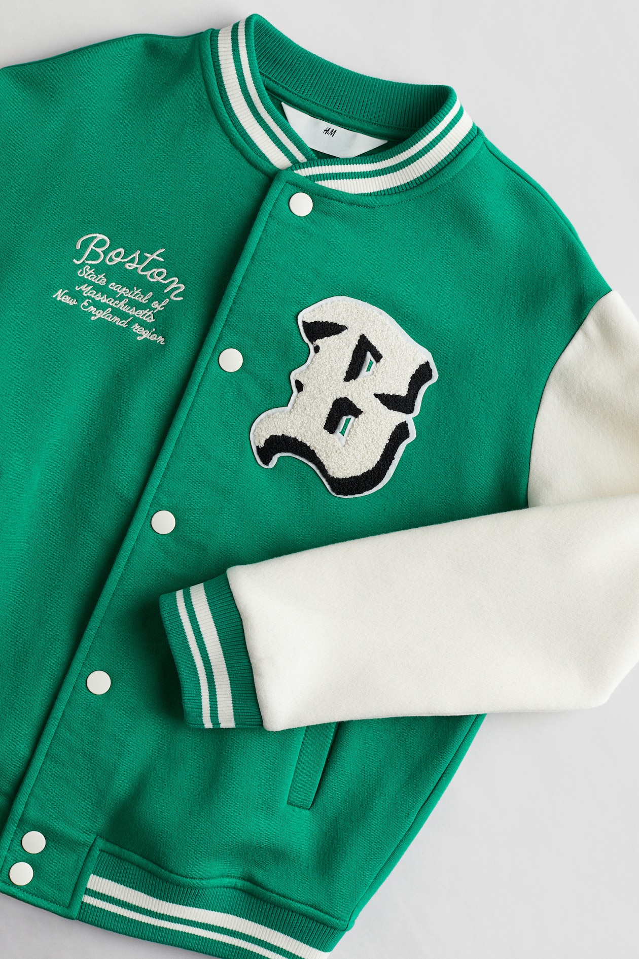 Motif-detail Baseball Jacket - Bright green/Boston - Kids | H&M US