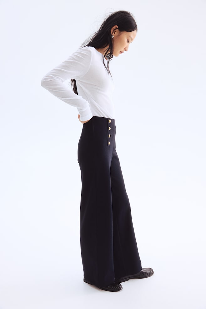Women's Navy blue Button-front Pants | H&M CA