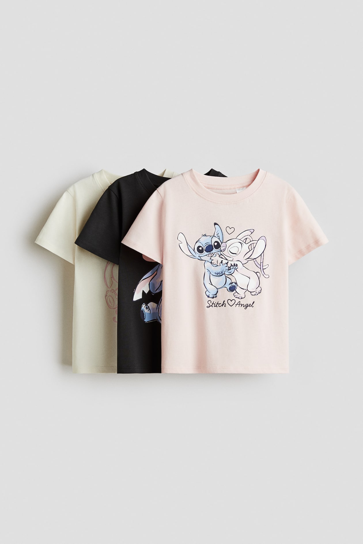 3-pack trikåtopp med tryck - Ljusrosa/Lilo & Stitch - Regular fit ...