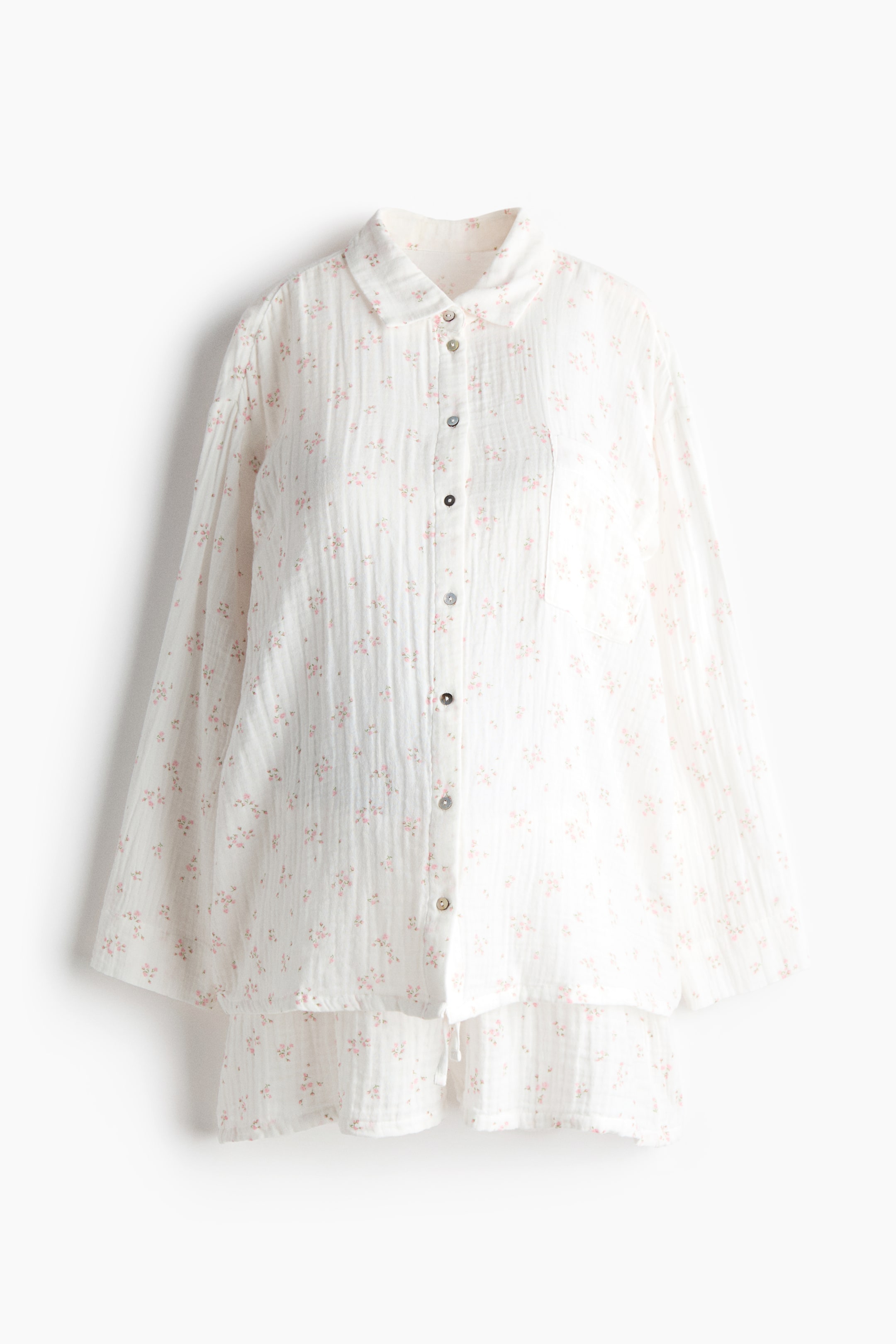 MAMA Before & After Pyjamas i musselin - Hvit/Rosa blomstret - DAME | H ...