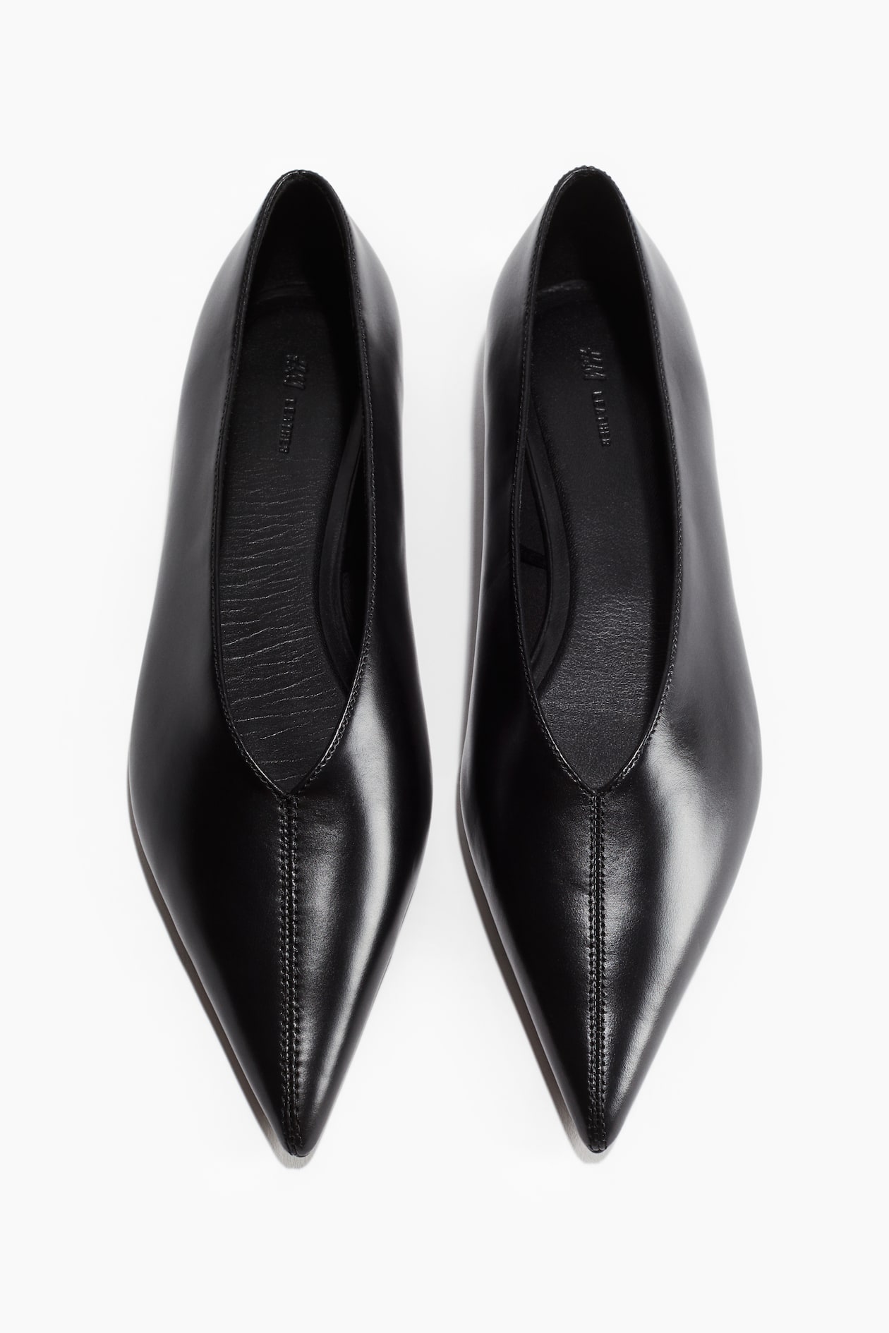 Women's Black Pointed leather ballet pumps | H&M GB