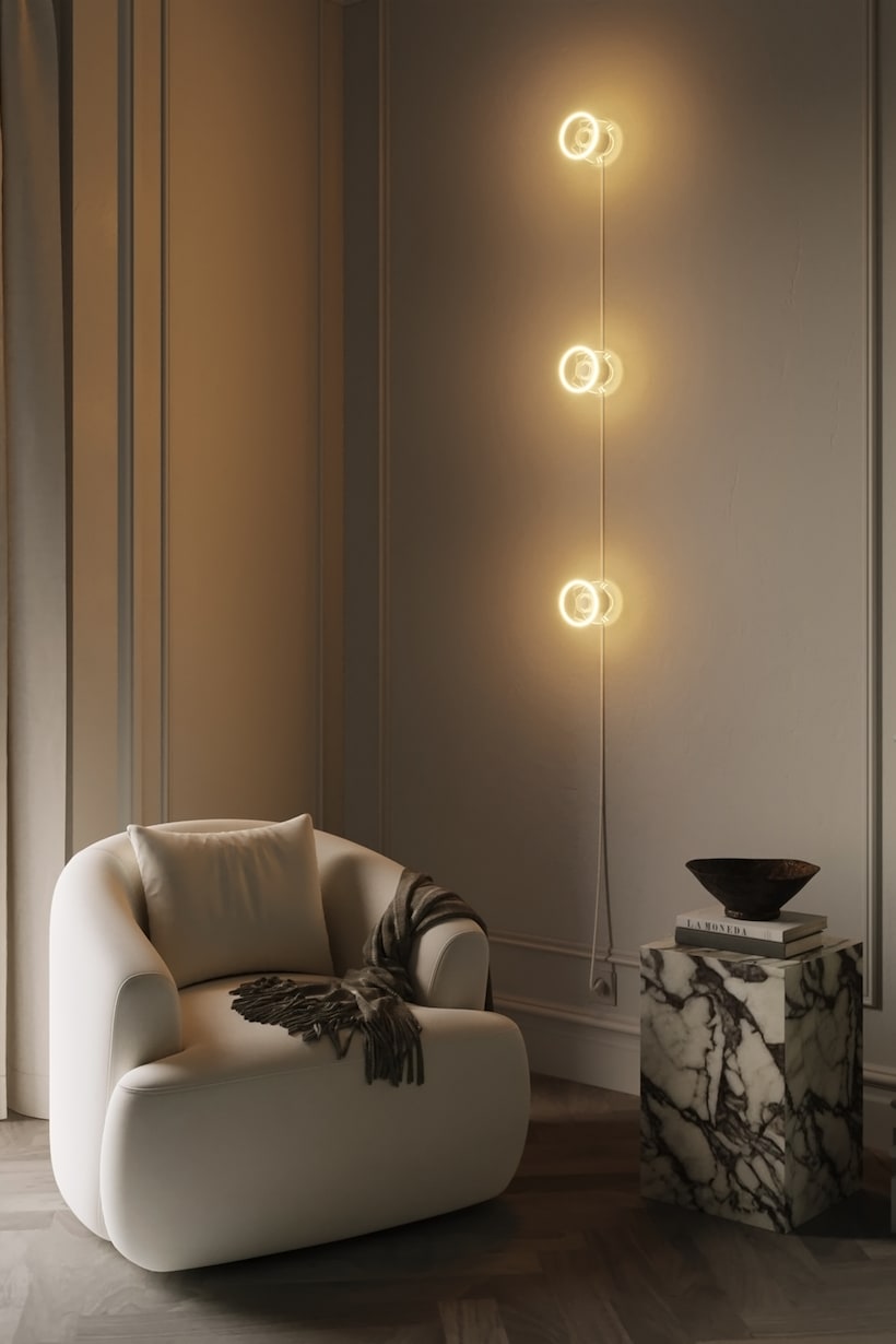 Plug-in Wall Lamp With 3 Ghost Light Bulbs - White - Creative-Cables ...