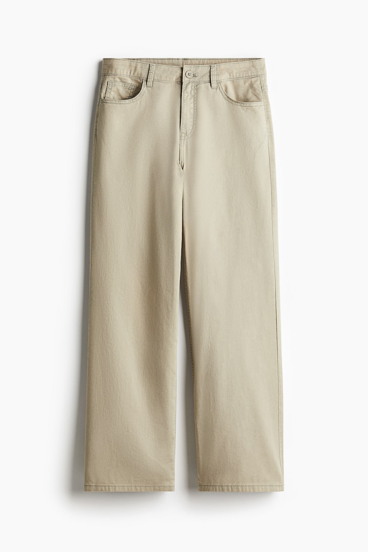 Straight Twill Pants - Light green-beige - Ladies | H&M US