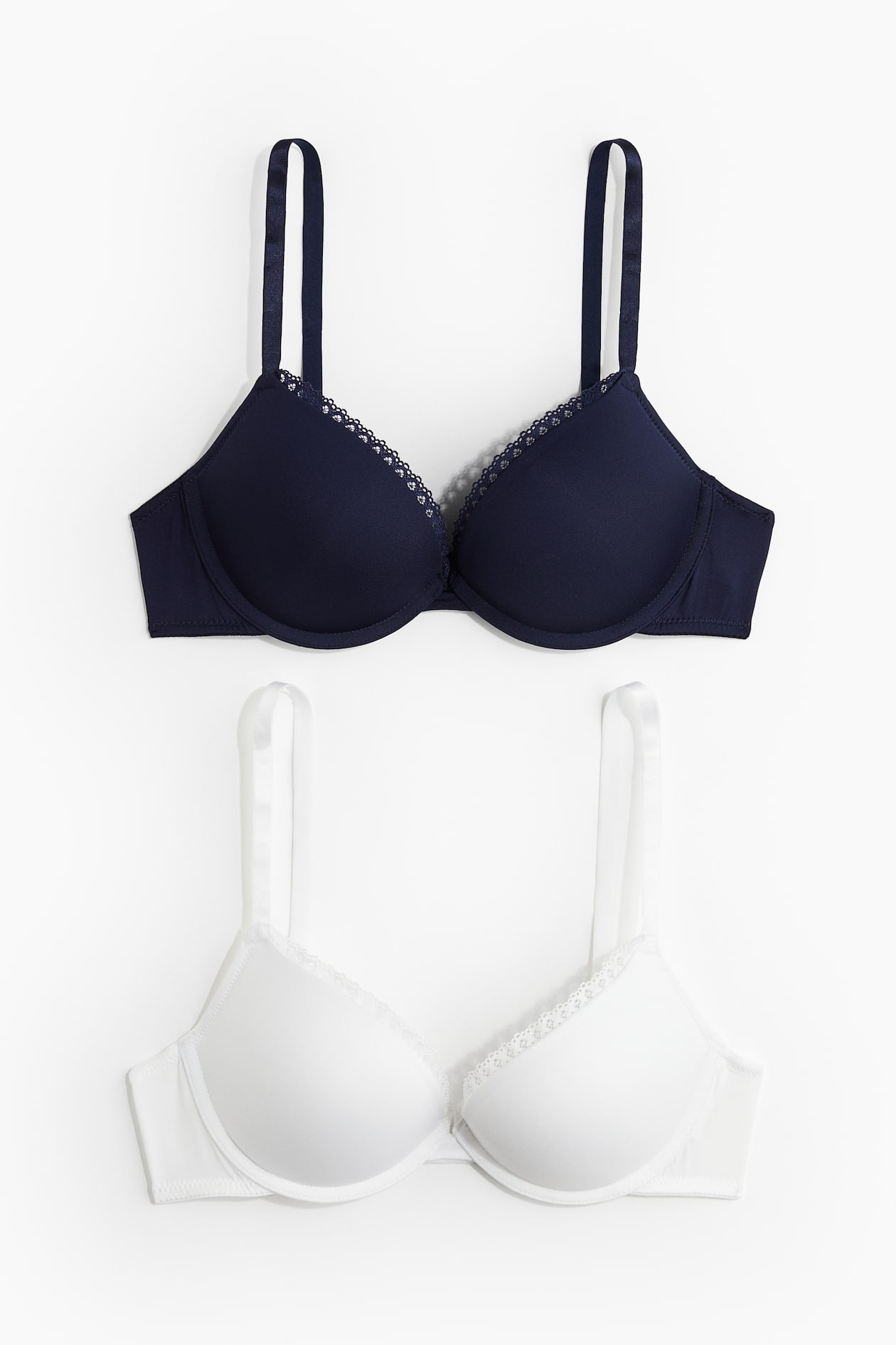 2-pack Microfiber Super Push-up Bras - Navy blue/white - Ladies | H&M US