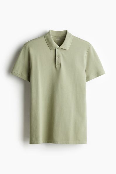 Regular Fit Piqué Polo Shirt - Sage green - Men | H&M US