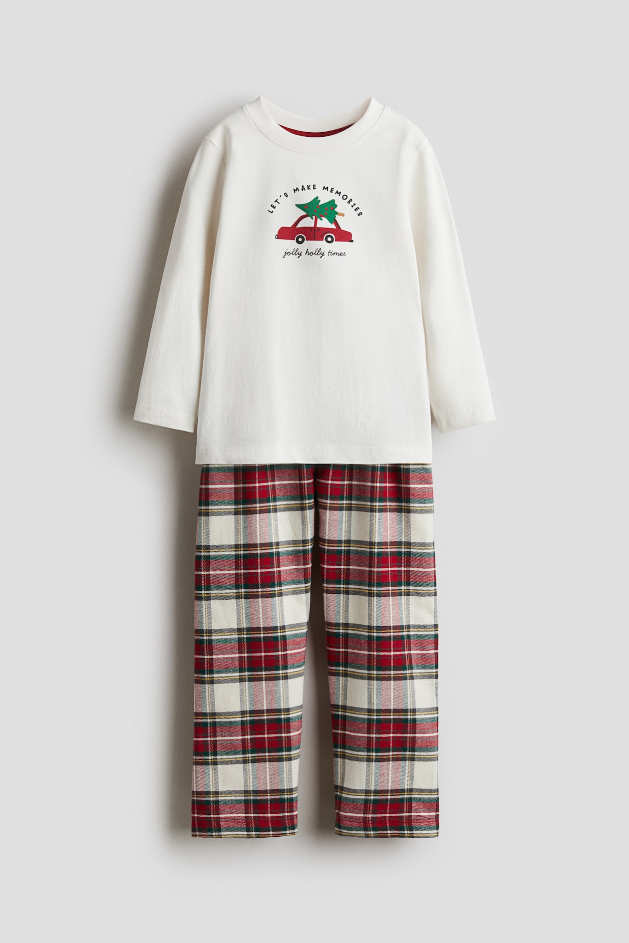 Cotton pyjamas - White/Checked - Kids | H&M MY