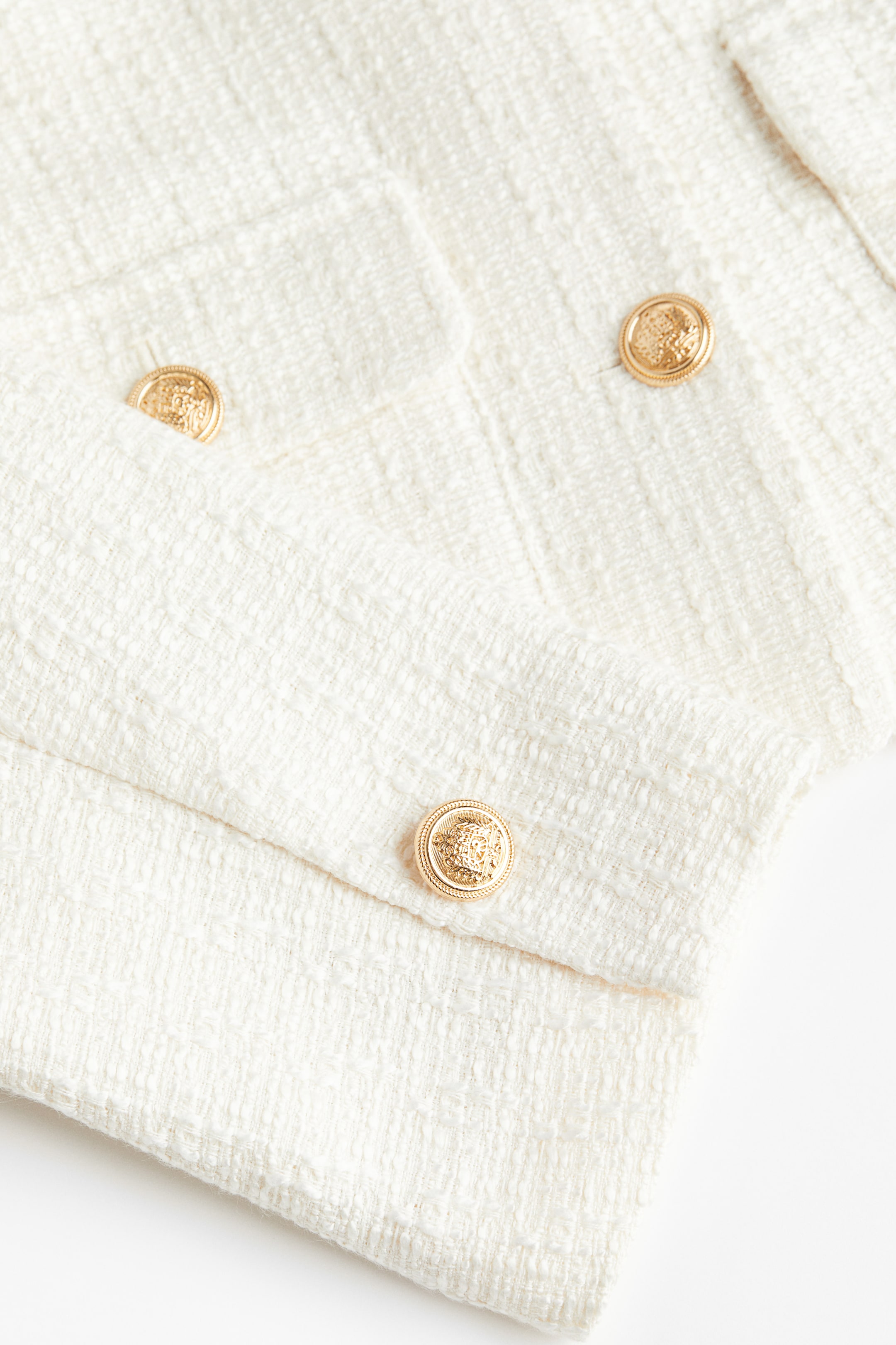 Textured-weave jacket - Round neck - Long sleeve - Cream - Ladies | H&M IE