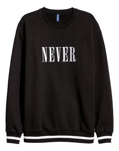 Embroidered-text Sweatshirt - Black - Men | H&M US