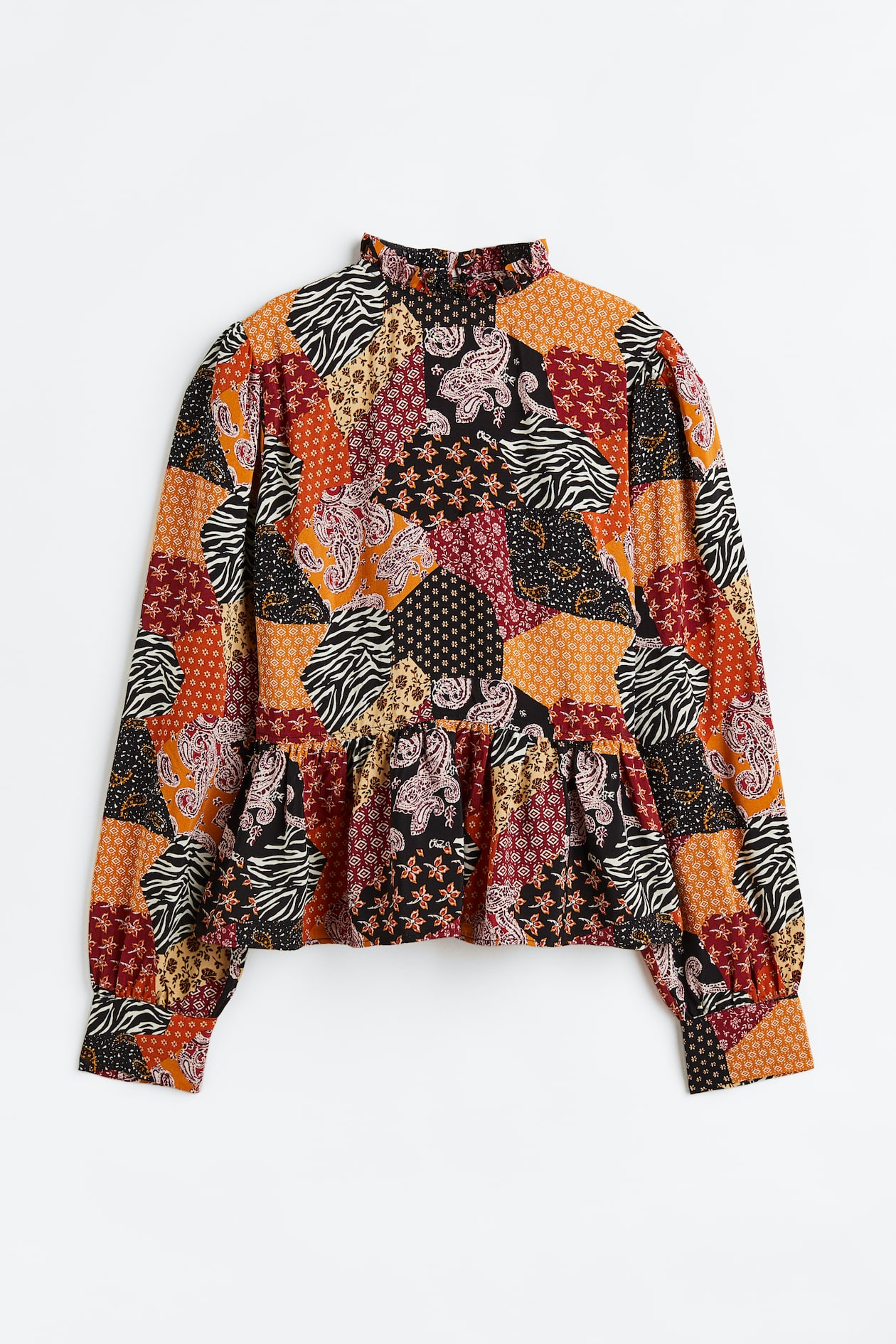 Frill-collared blouse - Orange/Patterned - Ladies | H&M GB