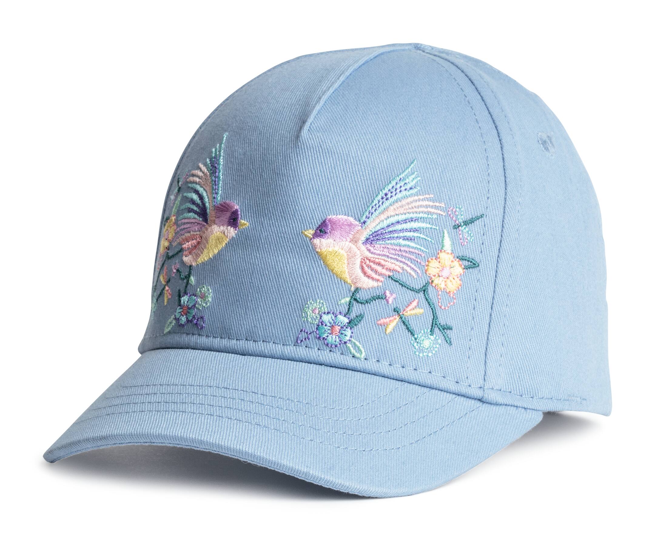 Cotton Cap with Embroidery - Light blue/birds - Kids | H&M US