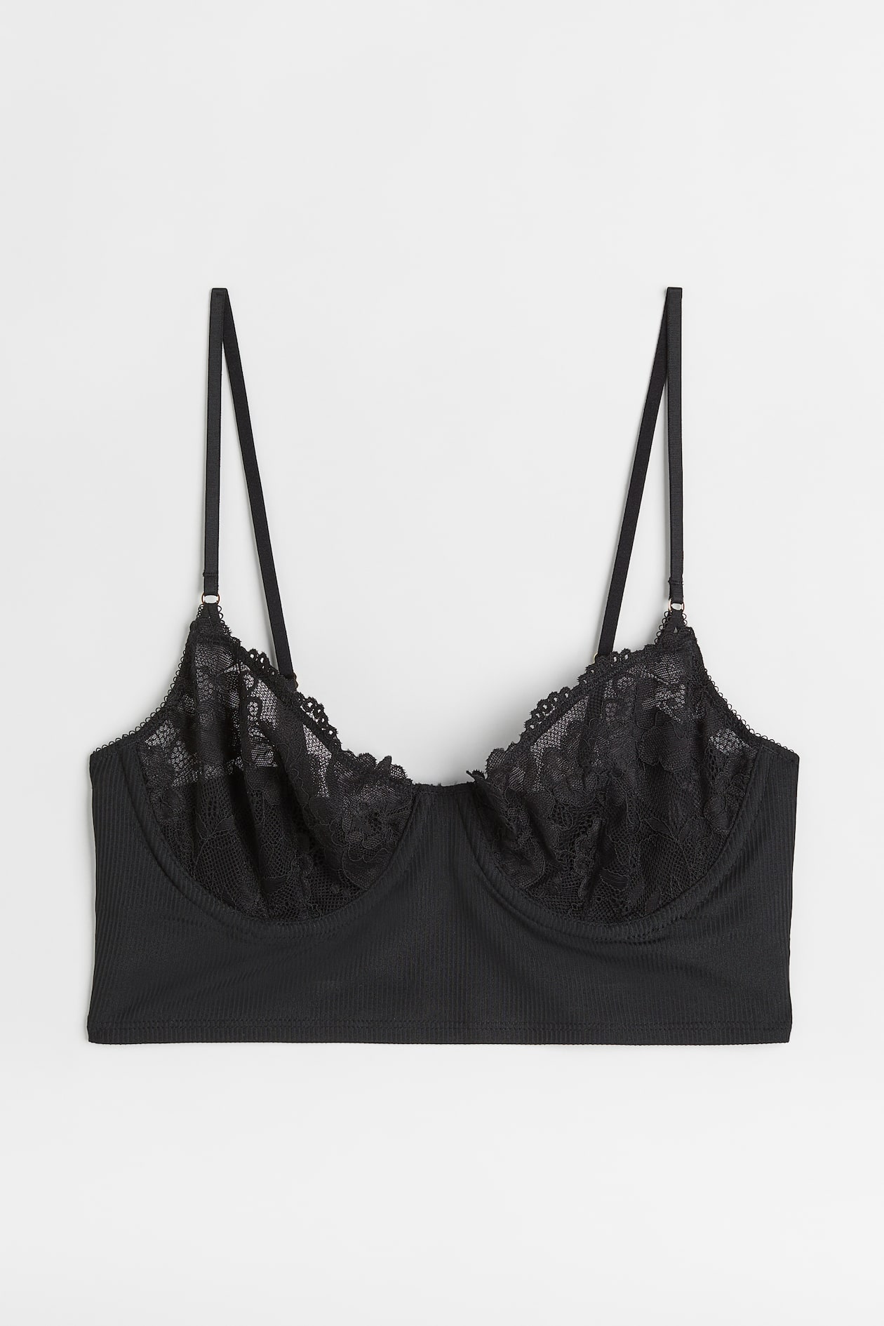 Bralette de punto y encaje - Negro - Ladies | H&M MX