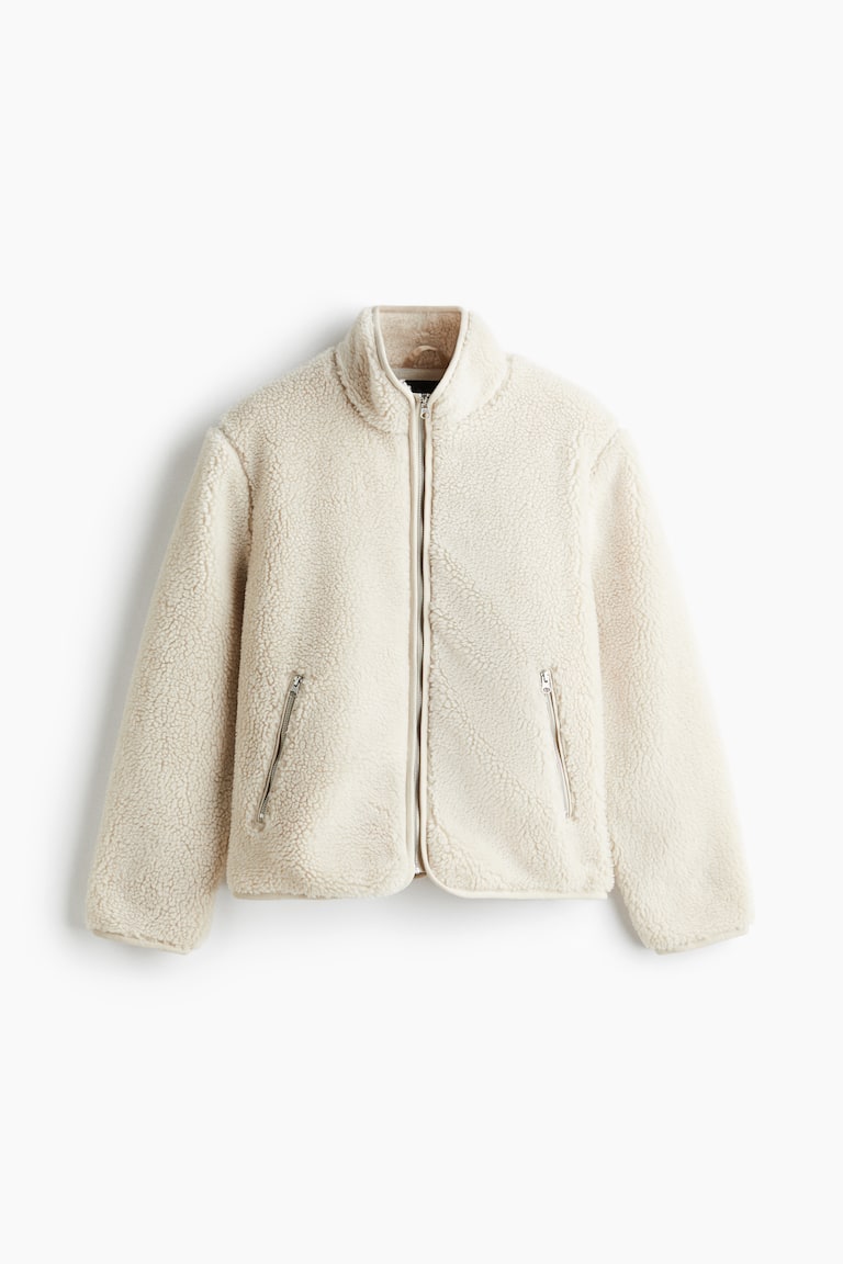 Men’s Light beige Regular Fit Teddy jacket | H&M GB
