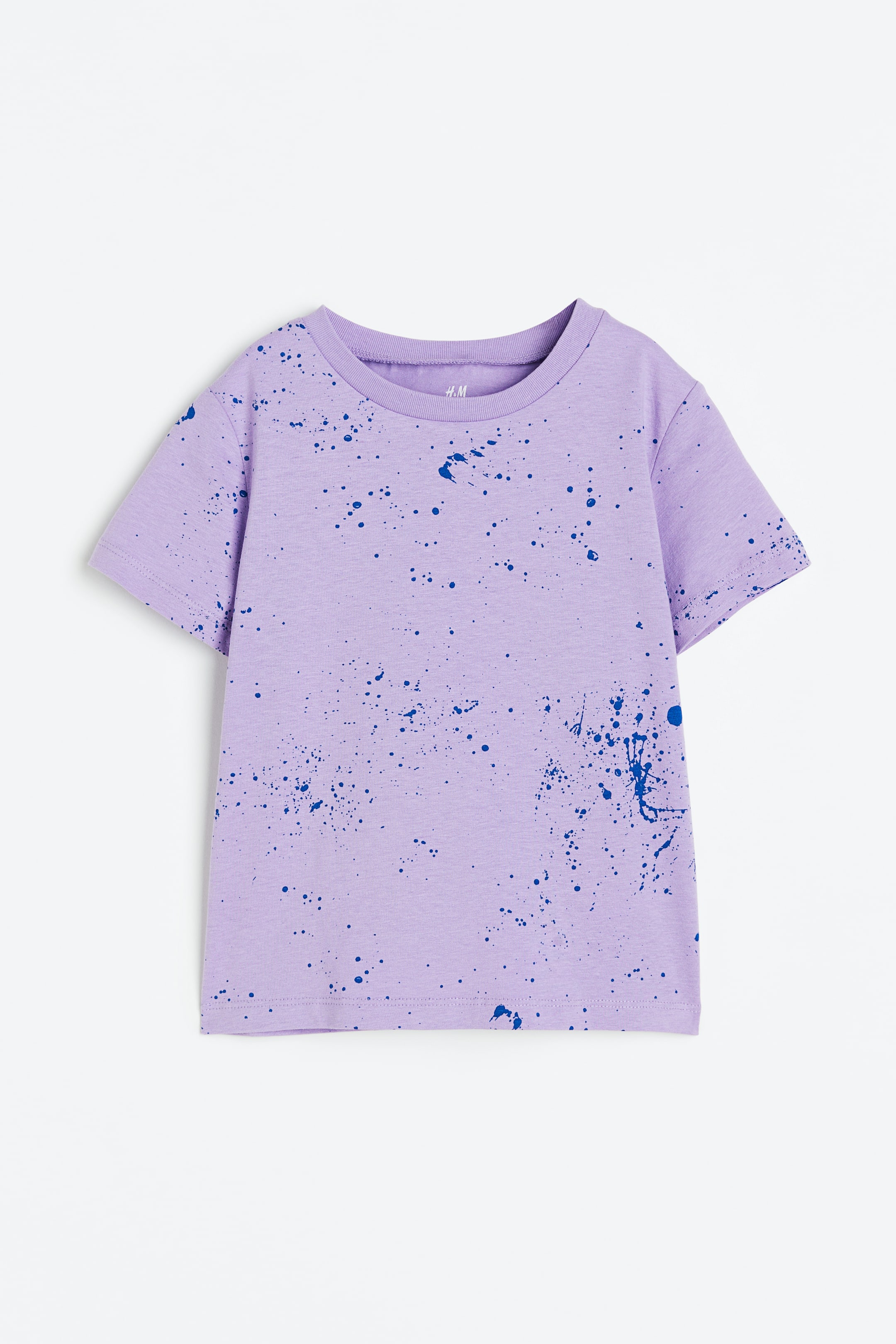 Cotton jersey T-shirt - Light purple/splatter print - Kids | H&M PH