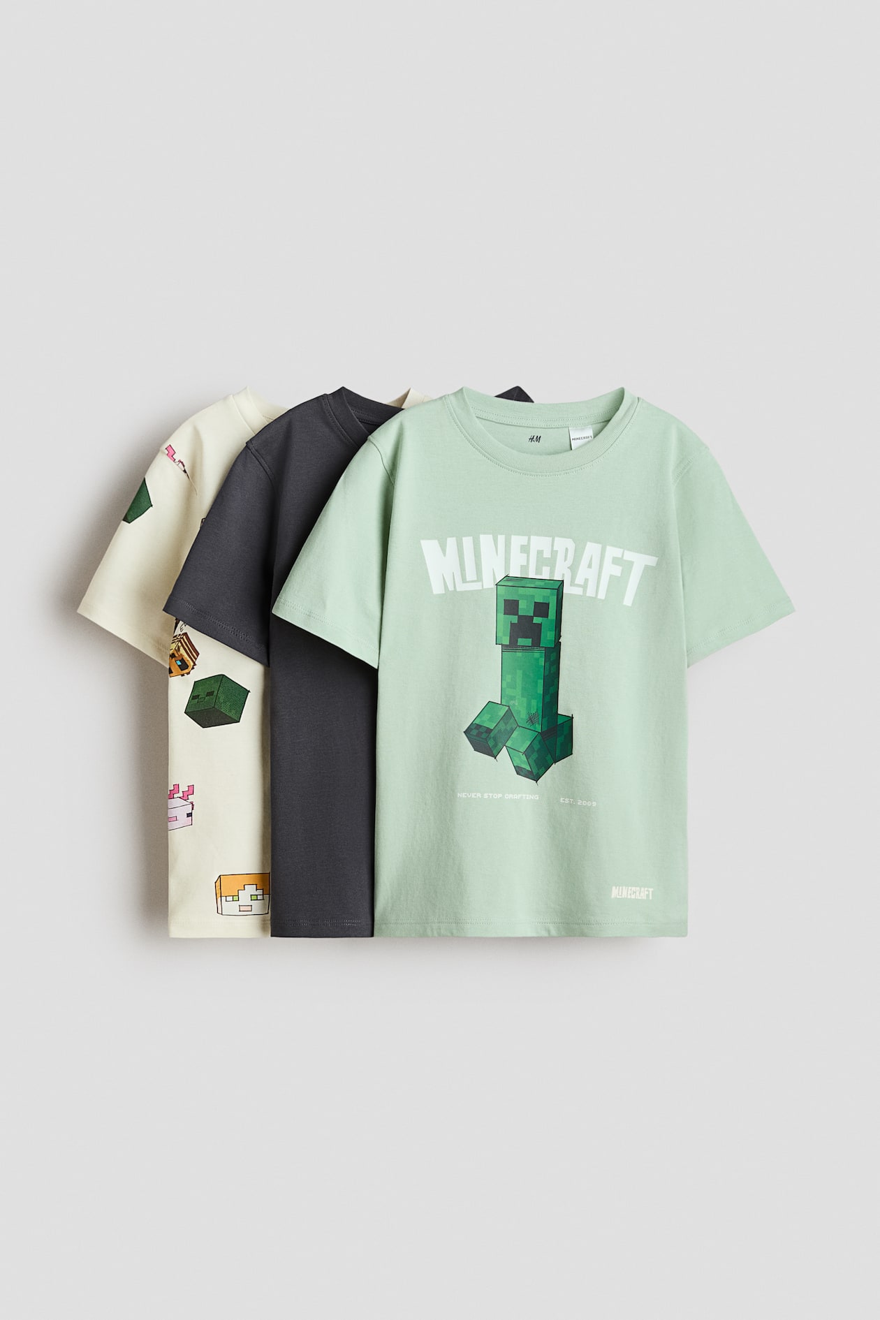 3-pack printed T-shirts - Green/Minecraft - Kids | H&M GB