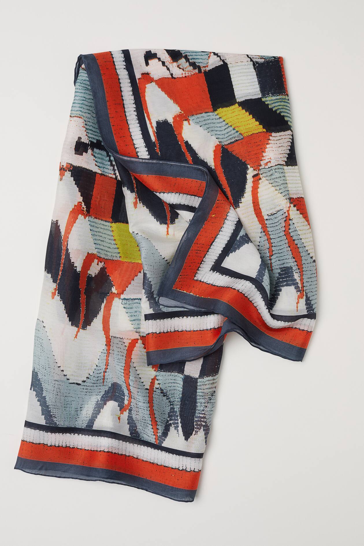 Large lyocell-blend scarf - Orange/Grey - Ladies | H&M GB