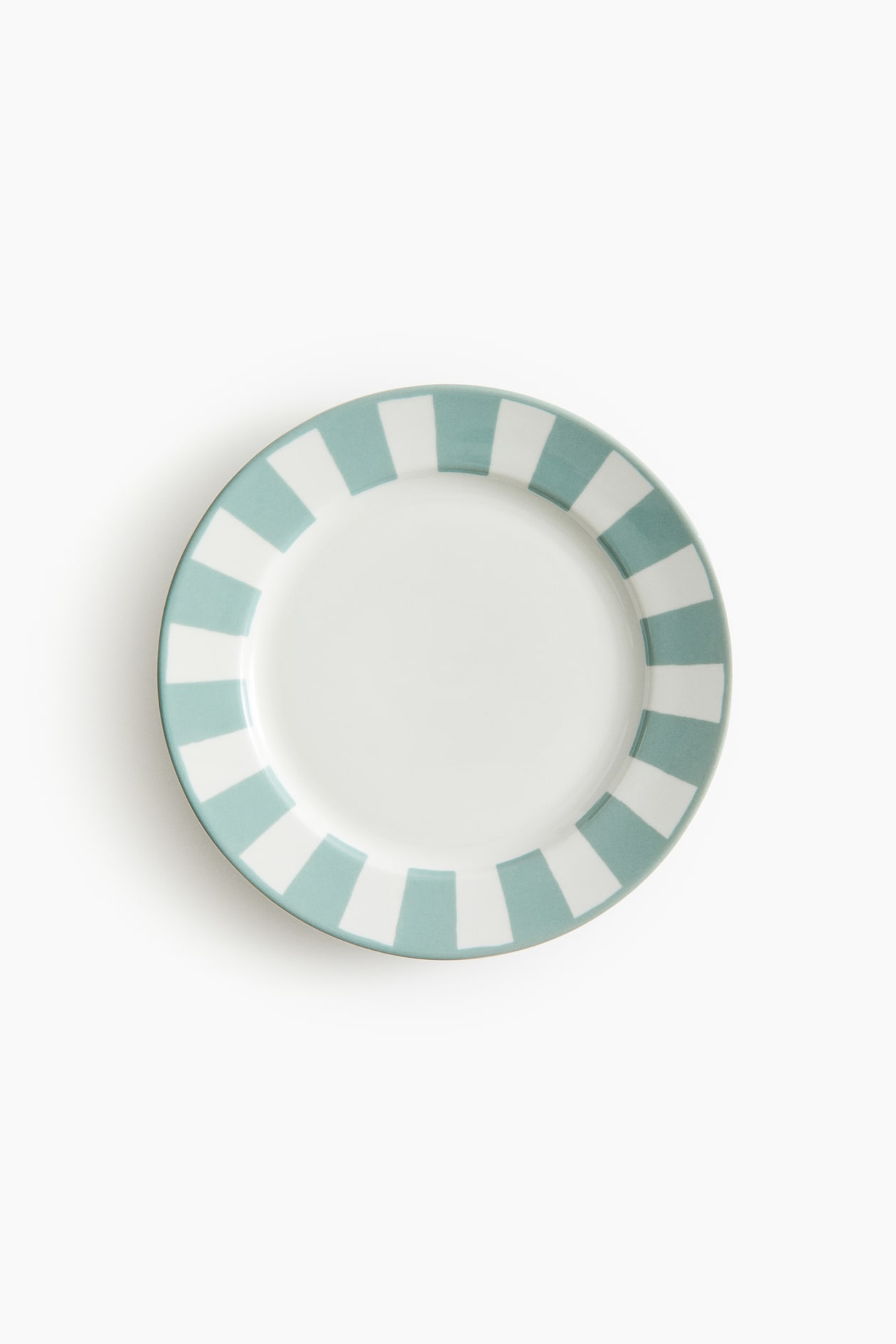 Medium-Sized Porcelain Plate - Light turquoise/striped - Home All | H&M US